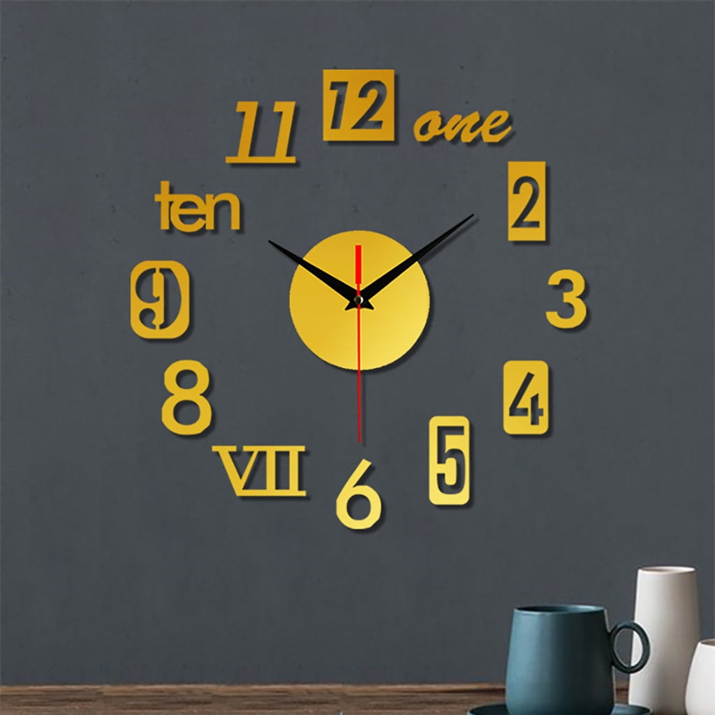 Aoorsake Clearance!Frameless Wall Clock Frameless Diy Wall Mute Clock ...