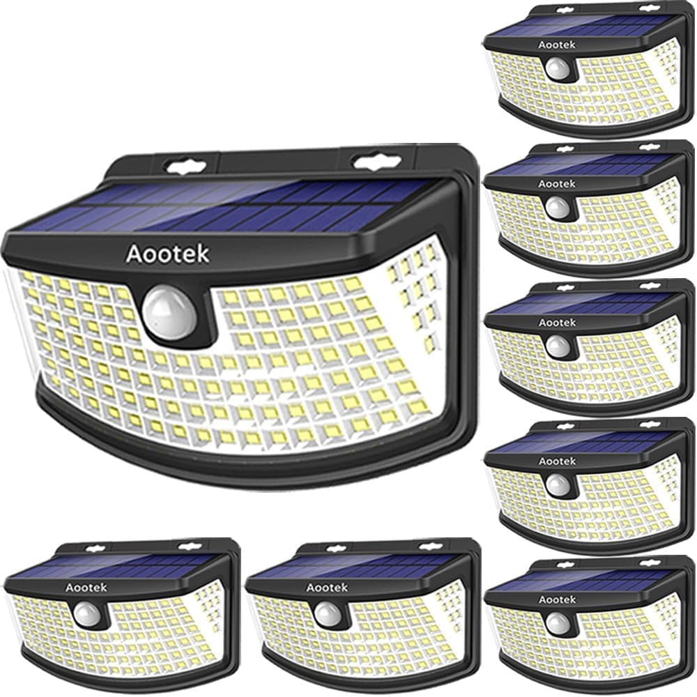 Aootek New Solar Motion Sensor Lights 120 LEDs with Lights Reflector ...