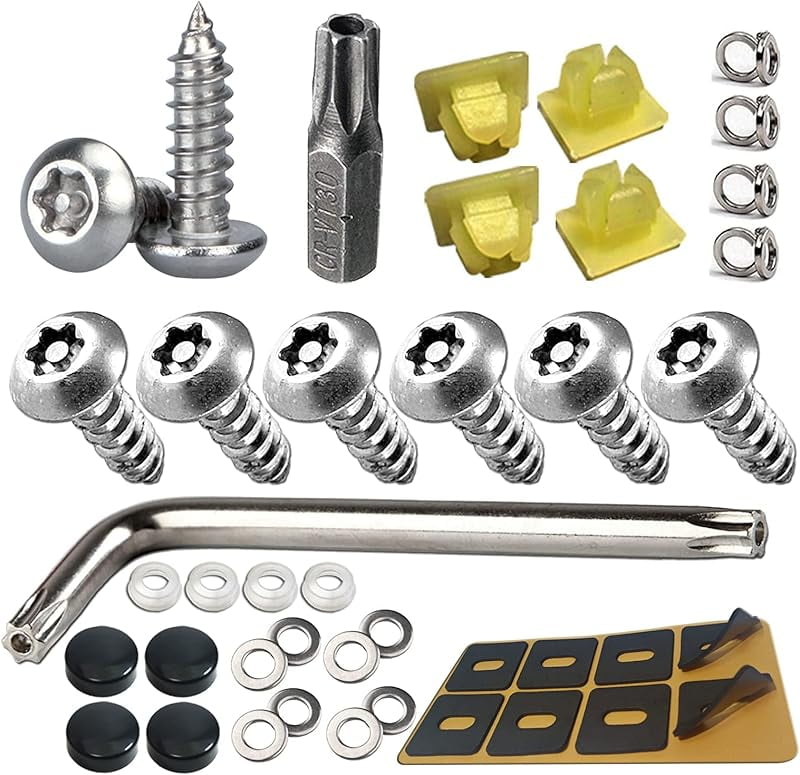 Aootf Black Anti Theft License Plate Screws- Stainless Steel Rustproof ...