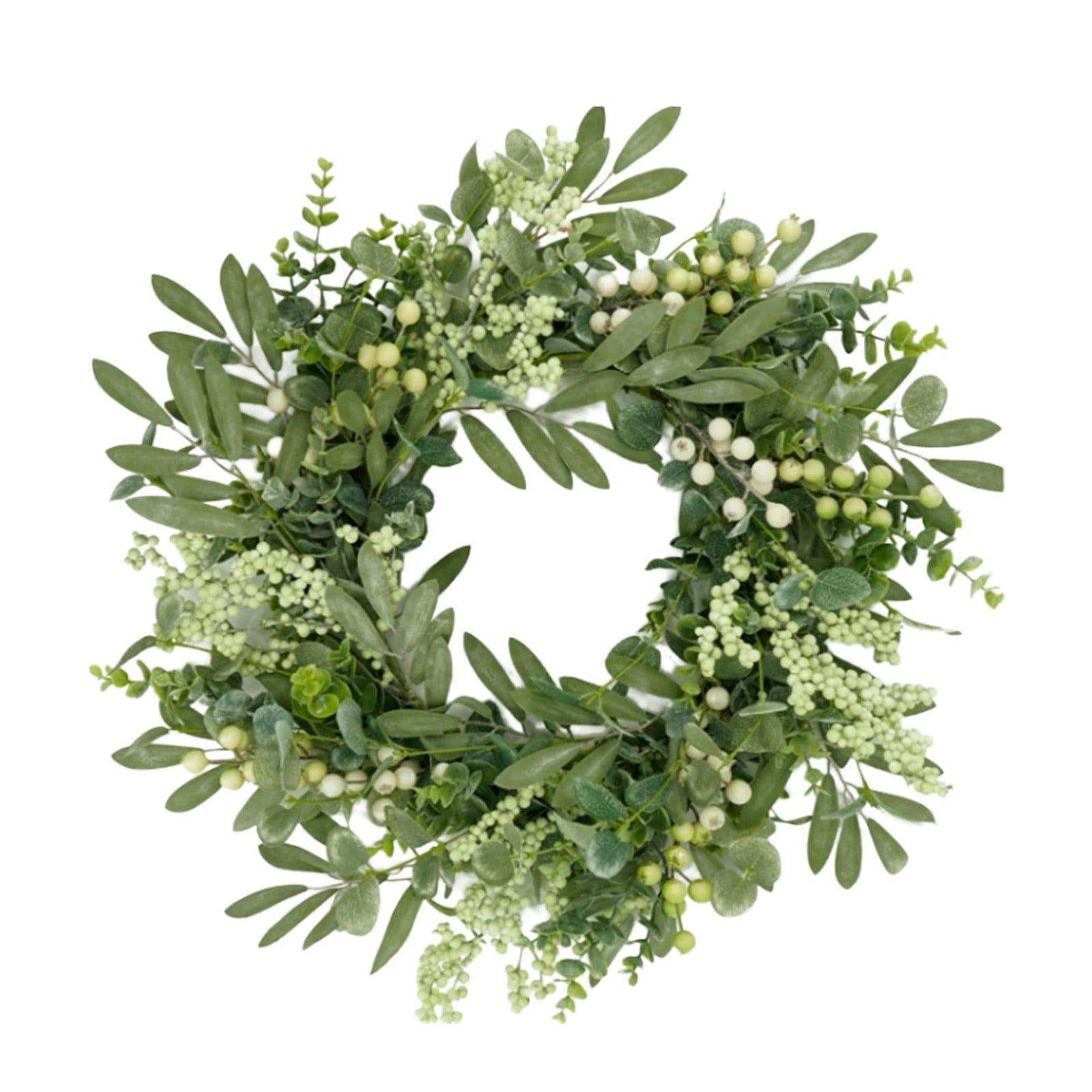 Aooww 19.6 Inch Eucalyptus Leaf & Berry Wreath, Artificial Greenery ...