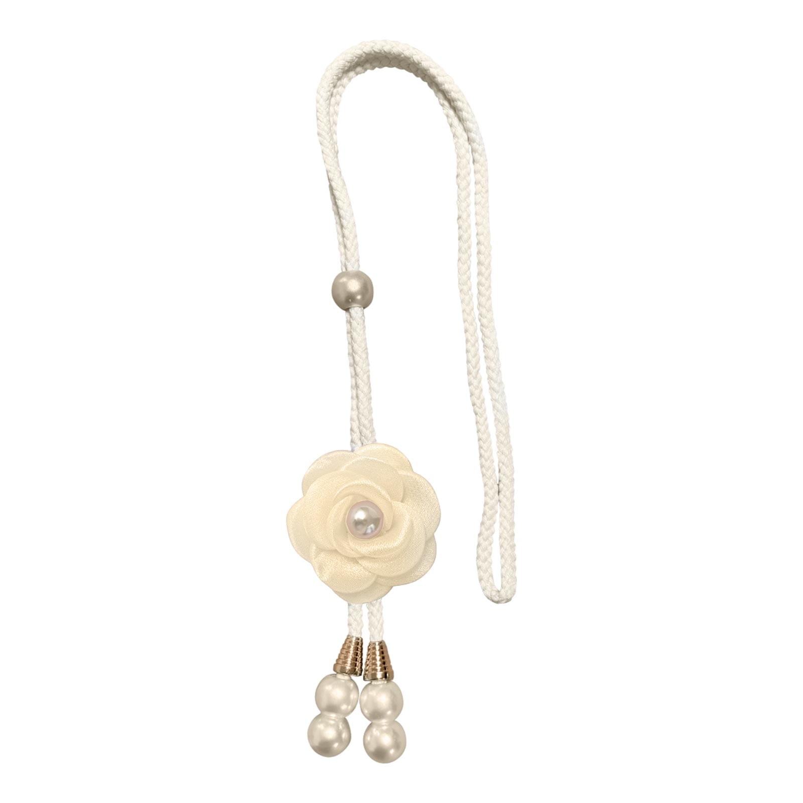 Aooww Camellia Curtain Tiebacks with Pearl Tying Cord Modern Adjustable ...