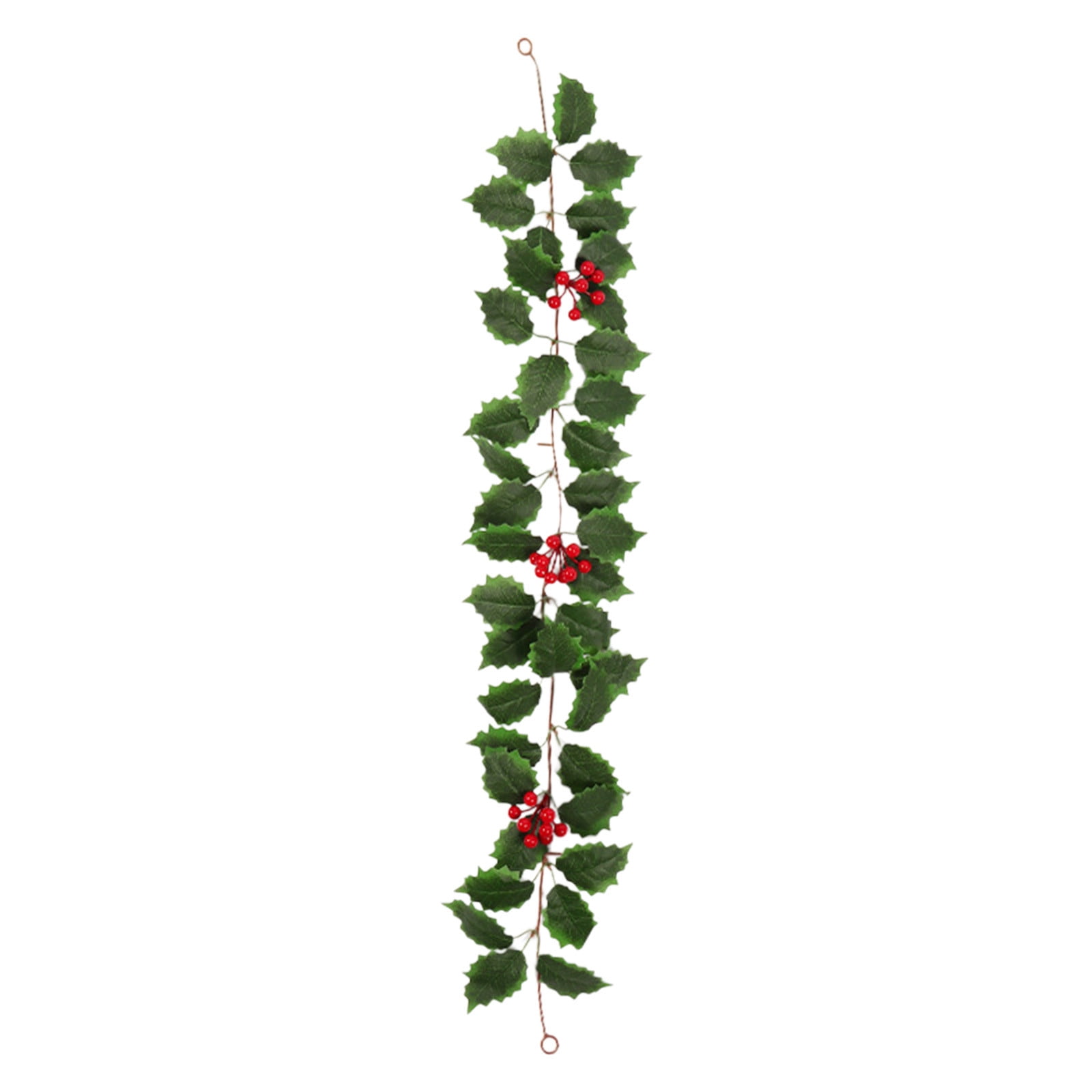 Aooww Christmas Pine Garland Artificial Red Berry Holly Leaf Garland ...