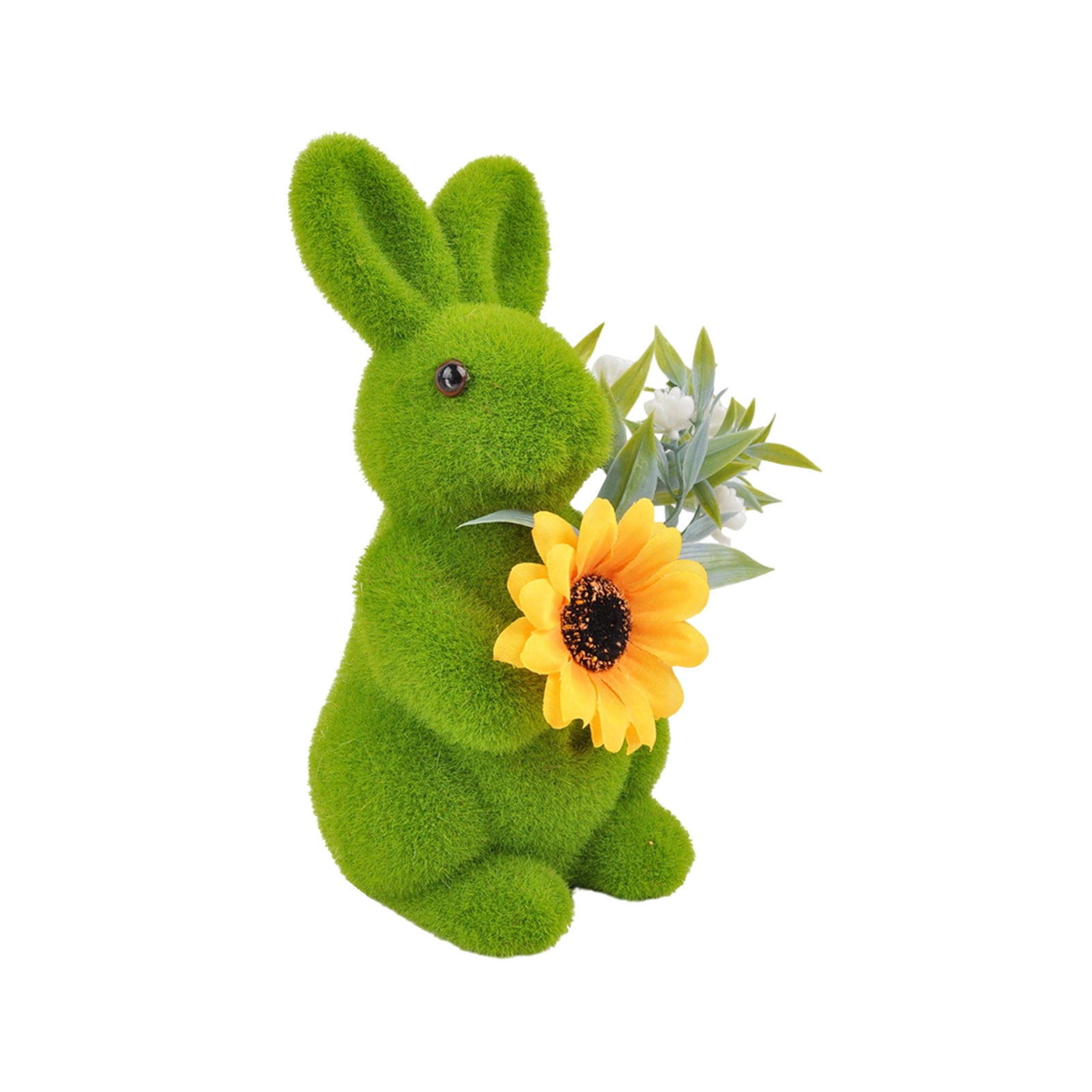 Aooww Easter Bunny Ornament Artificial Green Moss Flocked Bunny ...