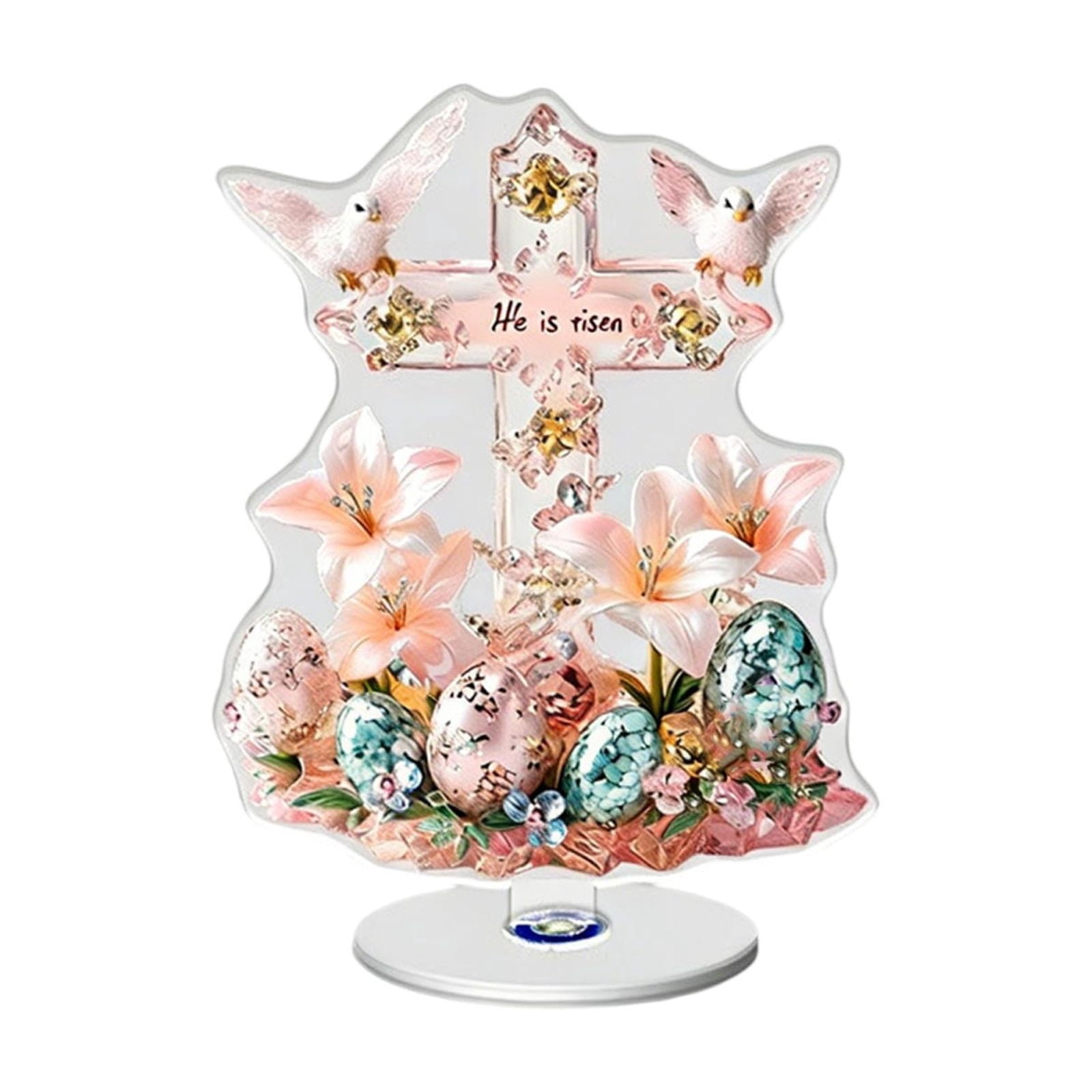 Aooww Easter Decorations 2D Flat Acrylic Desktop Rotating Ornament ...