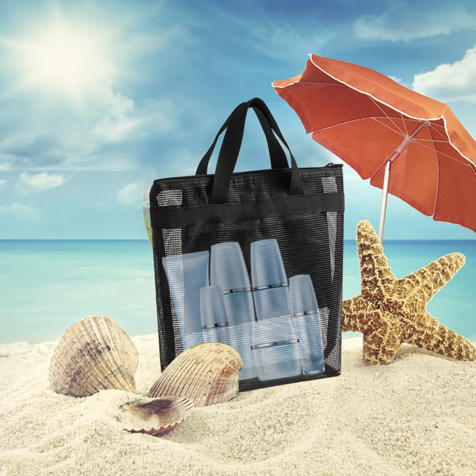 Mesh Shower Caddy Portable with Zipper & Pockets - Quick Dry Shower ...