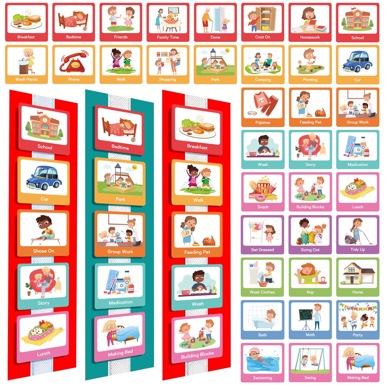 Aooww Nonverbal Communication Visual Schedule Cards for Kids, Daily ...