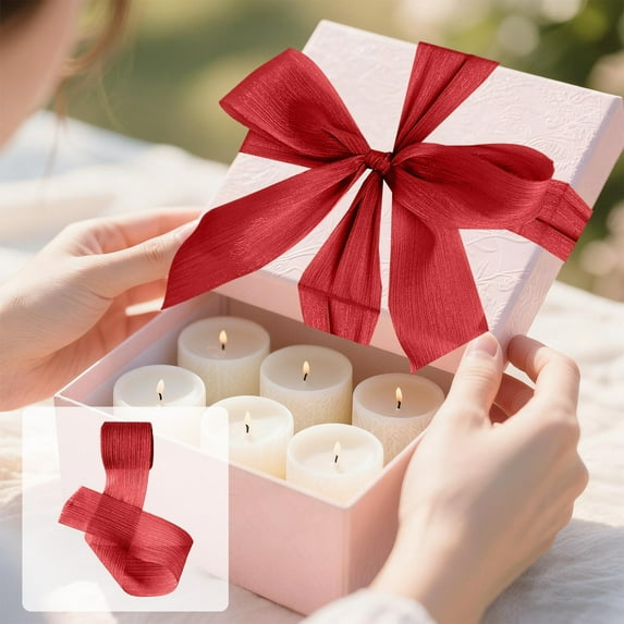 Aooww Ribbon Silver Chiffon Ribbon for Gift Wrapping Christmas ...