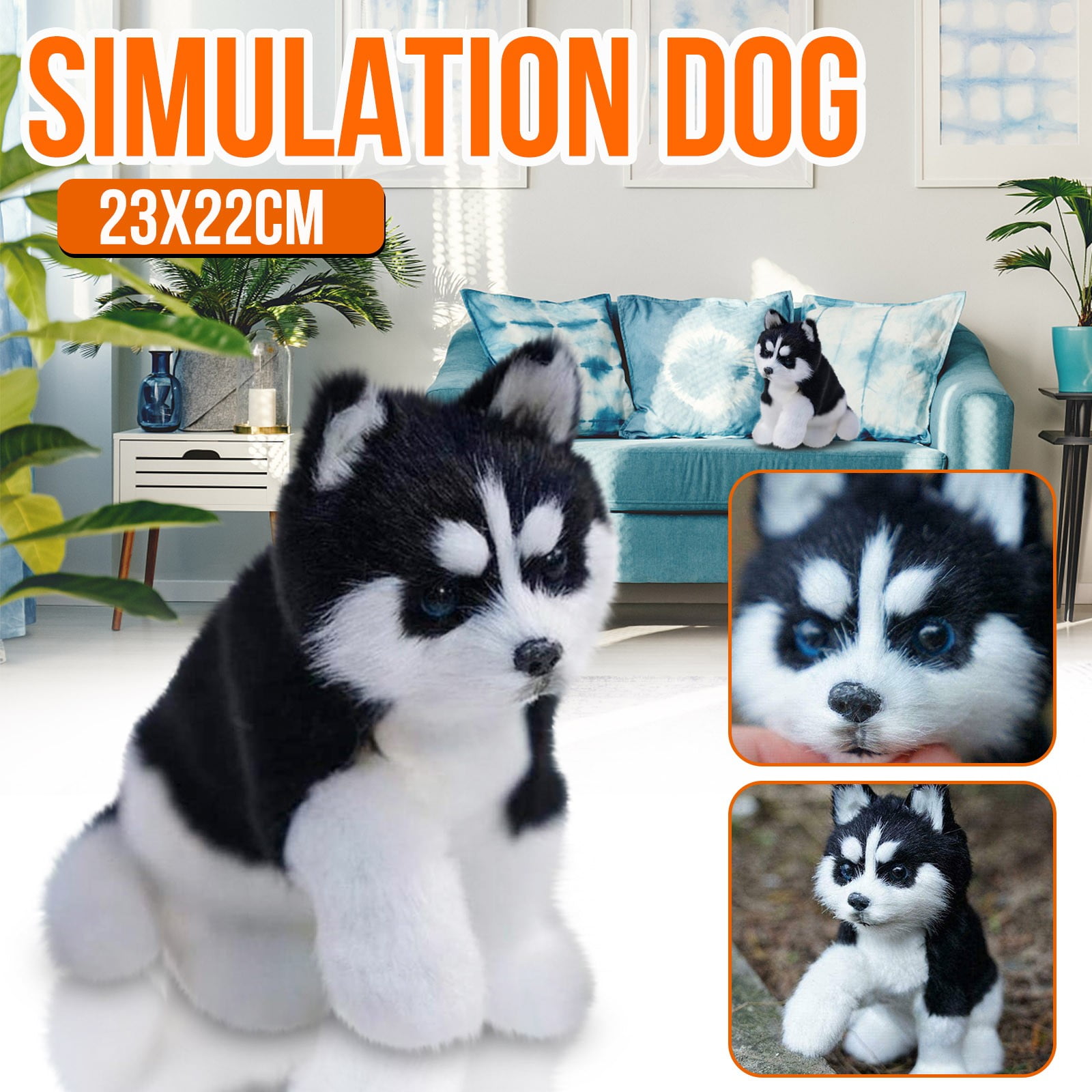 Aooww Simulation Husky Dog Stuffed Animal, Lifelike Plush Dog Toy for ...