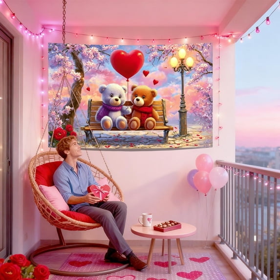 Aooww Valentine‘s Backdrop Red Heart Flowers Backdrop Valentine Photo ...