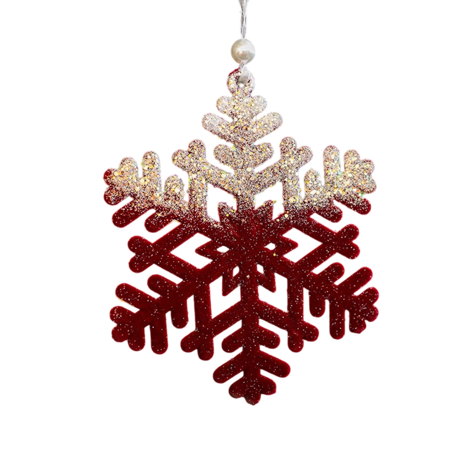 Aooww Velvet Christmas Snowflake Ornaments Hanging Felt Flocked Snow ...