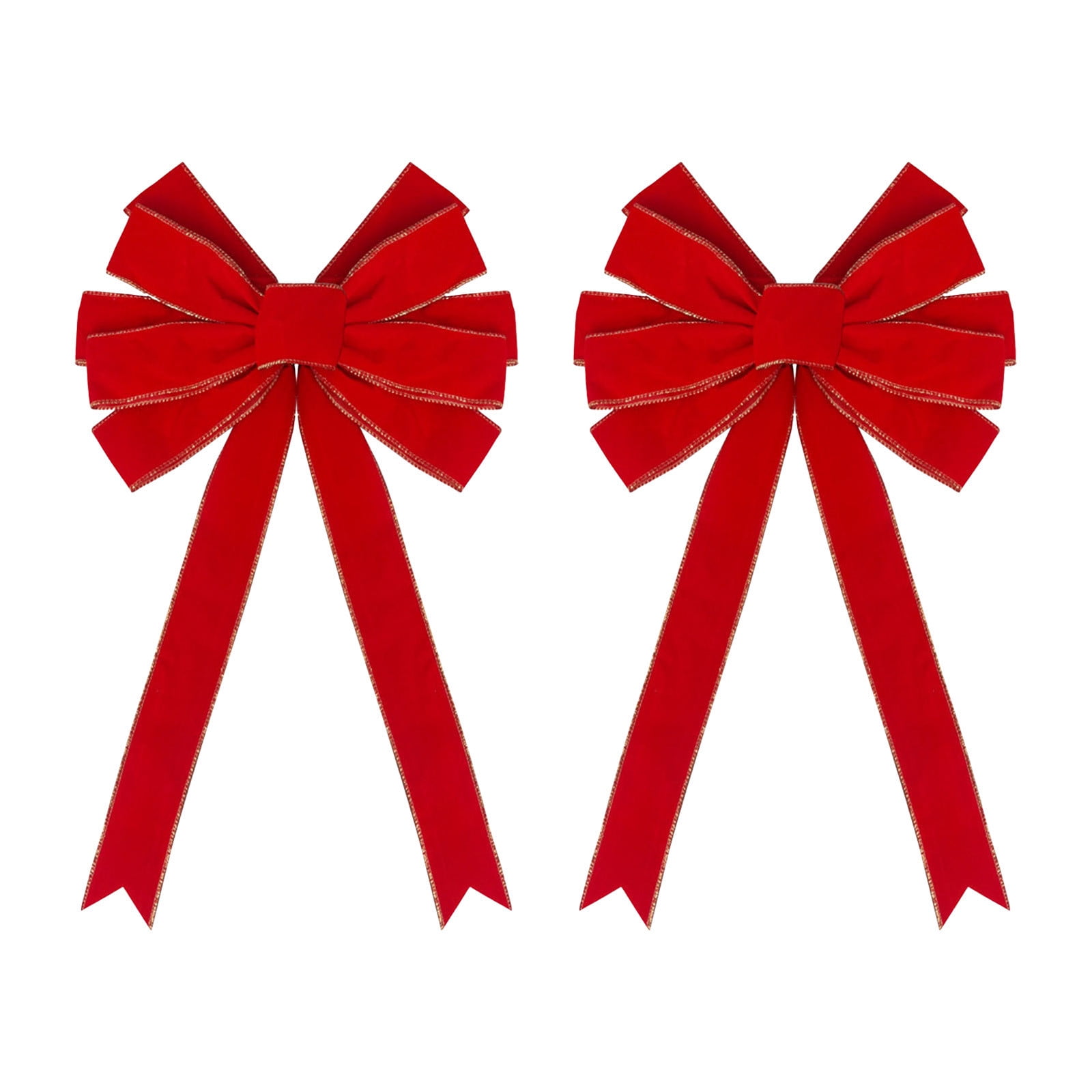 Aooww Velvet Ribbon Christmas Red Swallowtail Bow Decoration Wires ...