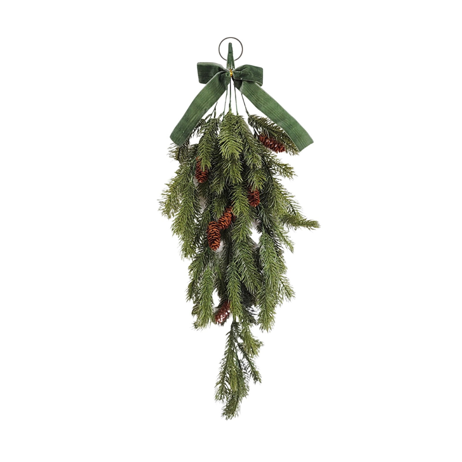 Aooww Winter Swag for Front Door, Greenery Swag with Bells, Pinecones ...