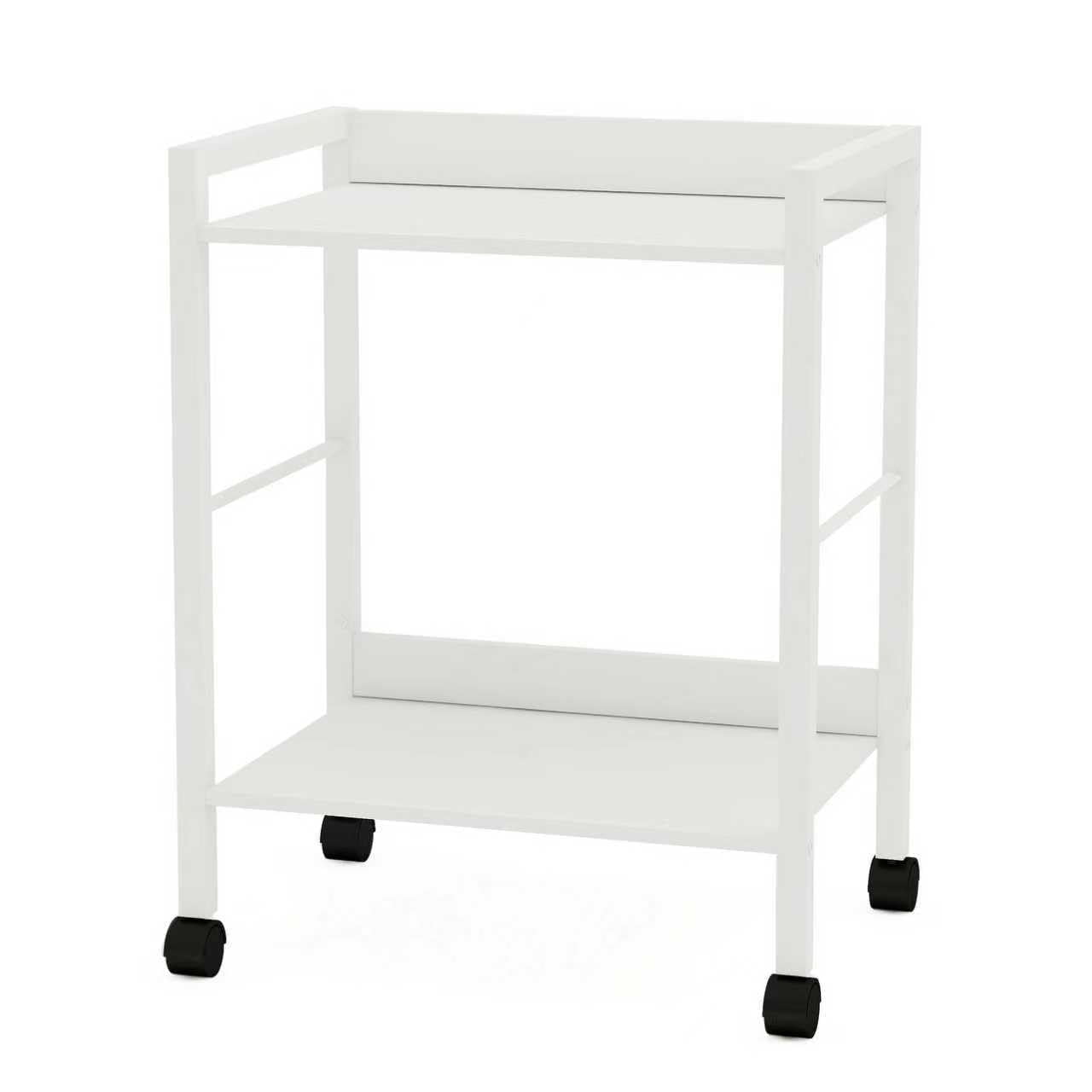 Aopark 2-Tier Rolling Utility Cart with White Shelves and White Metal ...