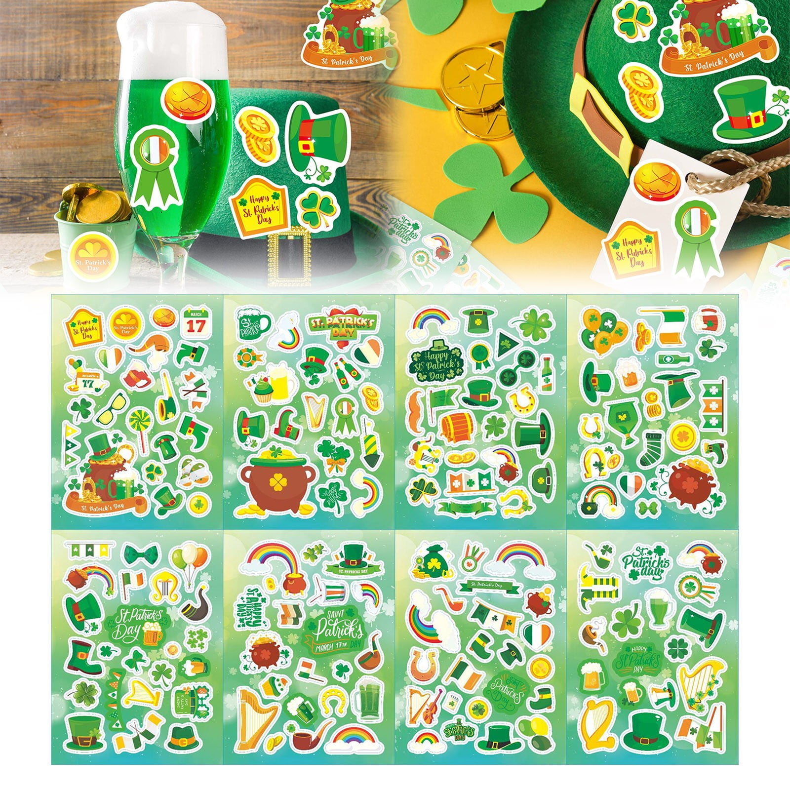 Aopfjg Clearance 16 Single St. Day Themed Stickers for Kids. Irish Day ...