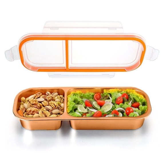 Aoqianlan Stainless Steel Snack Containers - 3/2 Compartment, Reusable ...