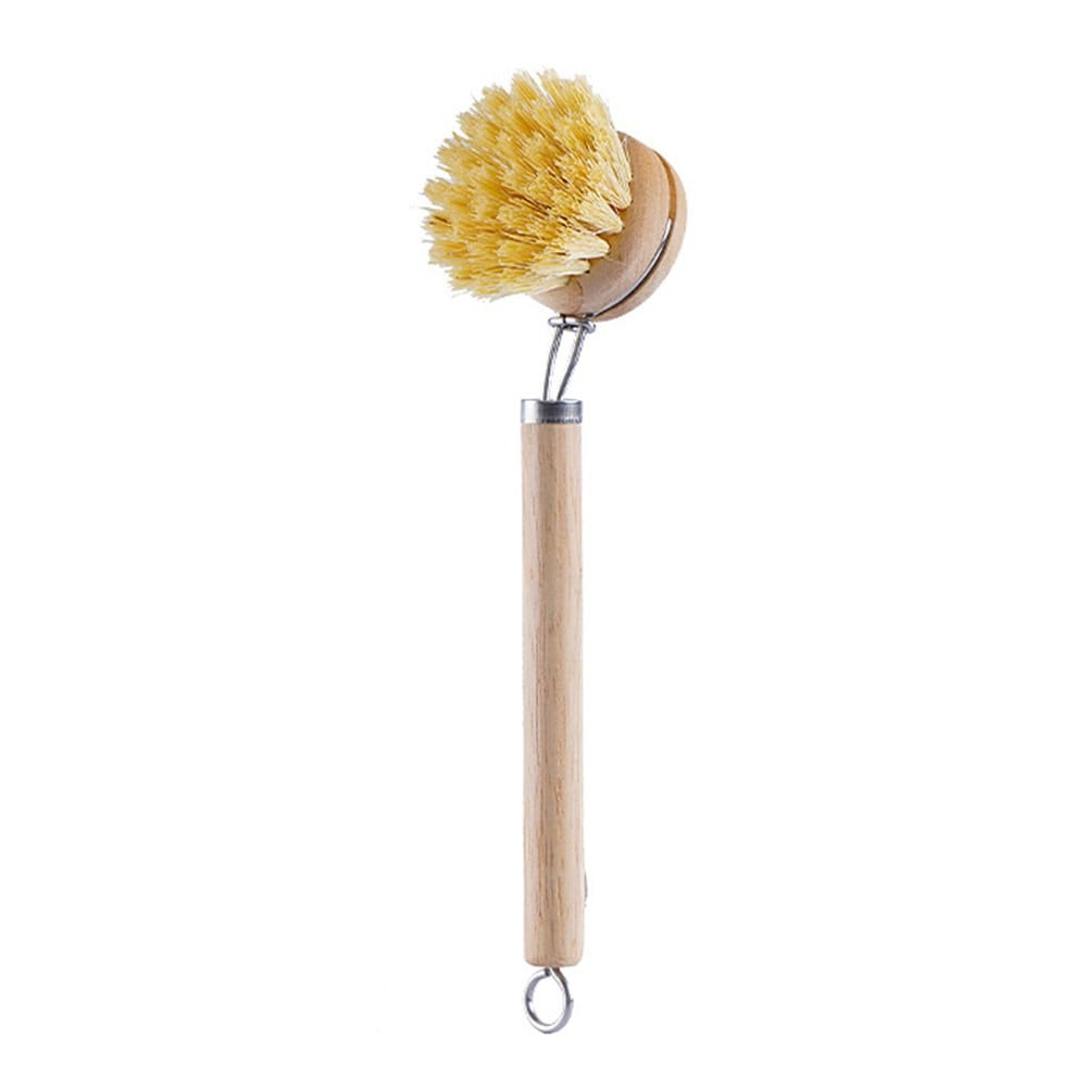 Aoqianlan Wooden Dish Scrub Brushes Natural Bristles For Dish Cast Iron ...