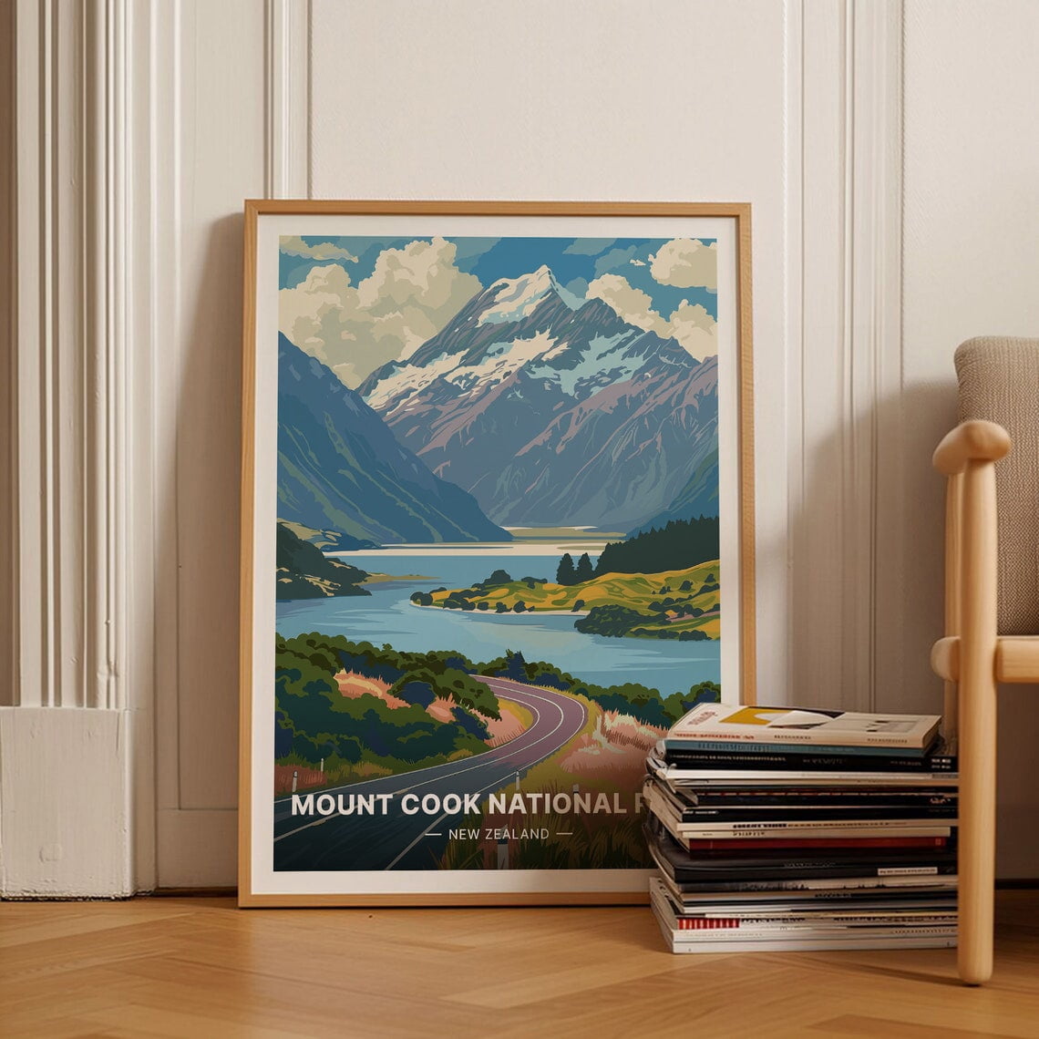 Aoraki Mount Cook National Park Poster, New Zealand Landscape Art ...