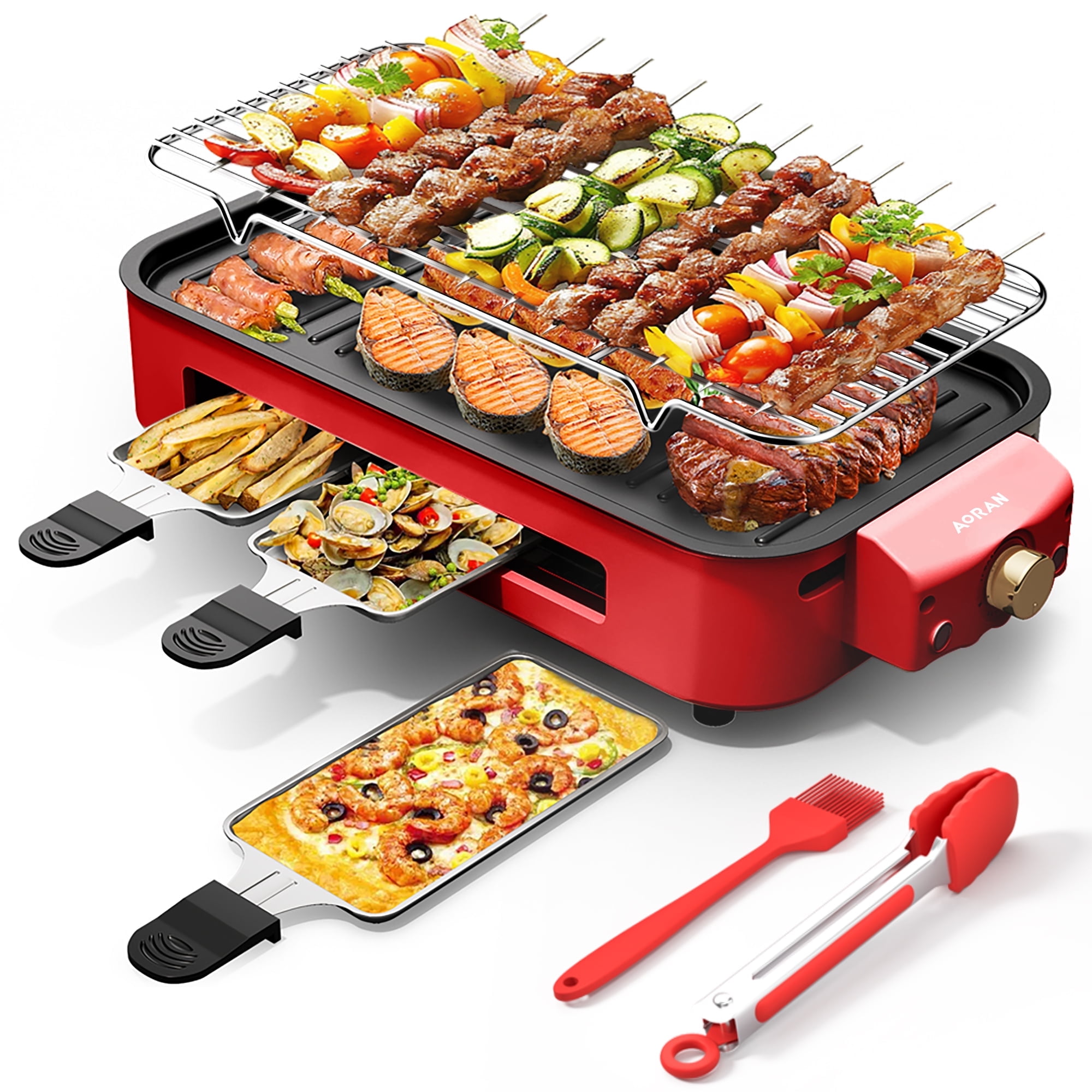 Aoran Indoor Grills Electric Smokeless, Versatile Double-layer Indoor ...
