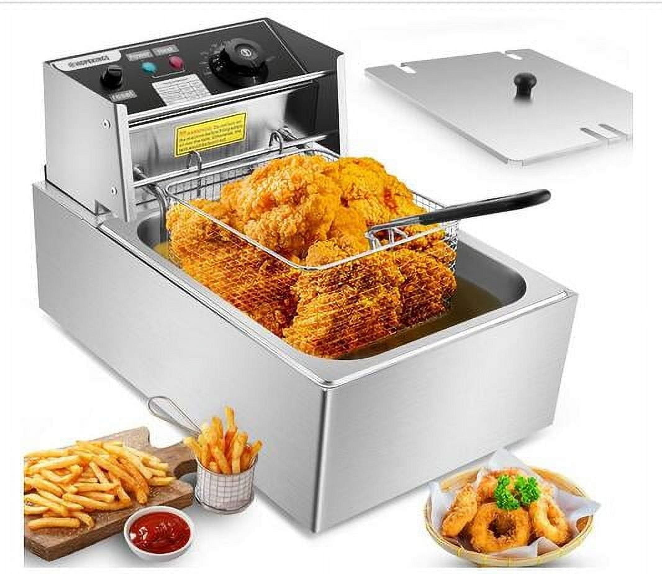 ENFMAY 6L Electric Deep Fryer, 1700W Stainless Steel with Basket, Lid ...