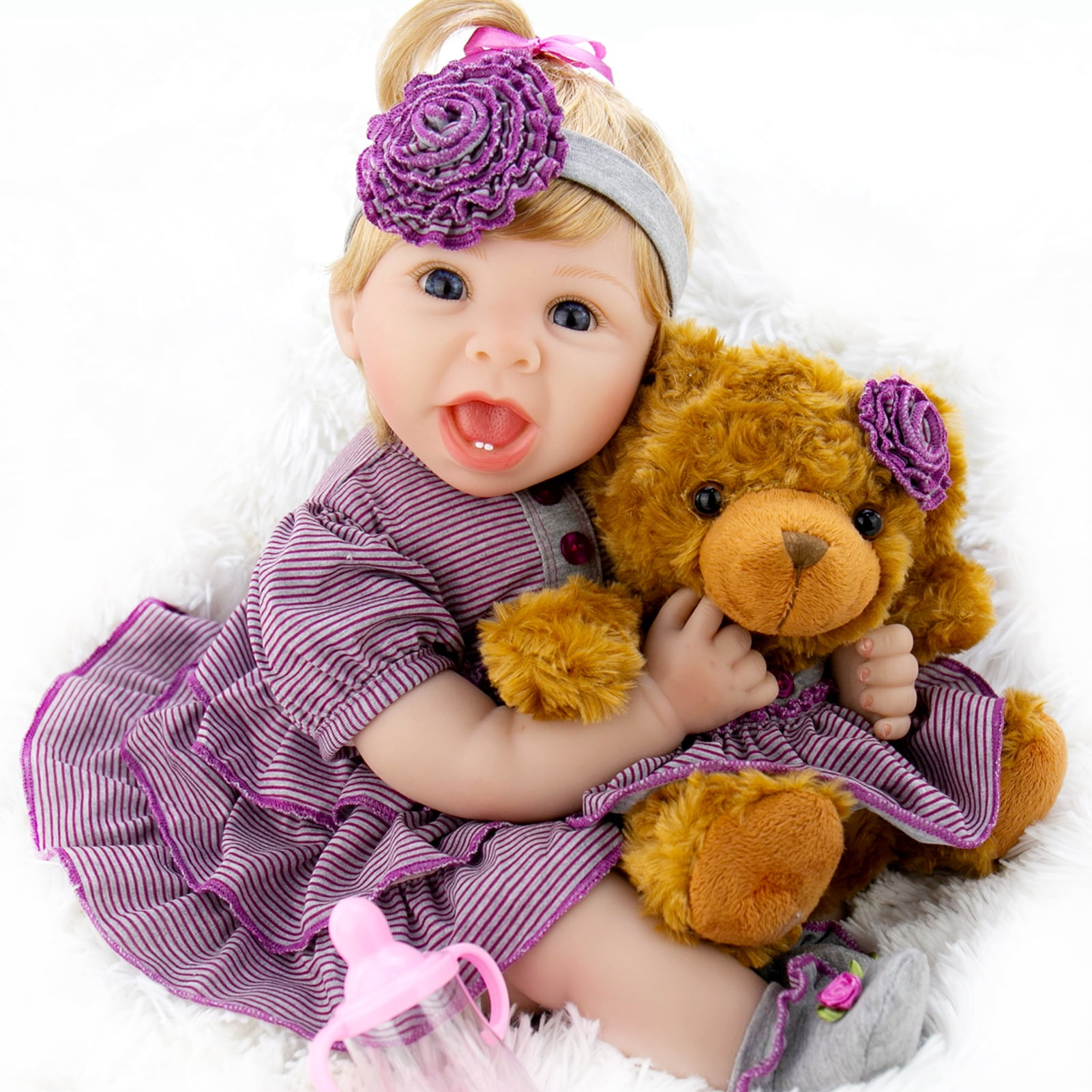 Aori Realistic Reborn Doll with Lifelike Looking, Purple Dress Theme ...