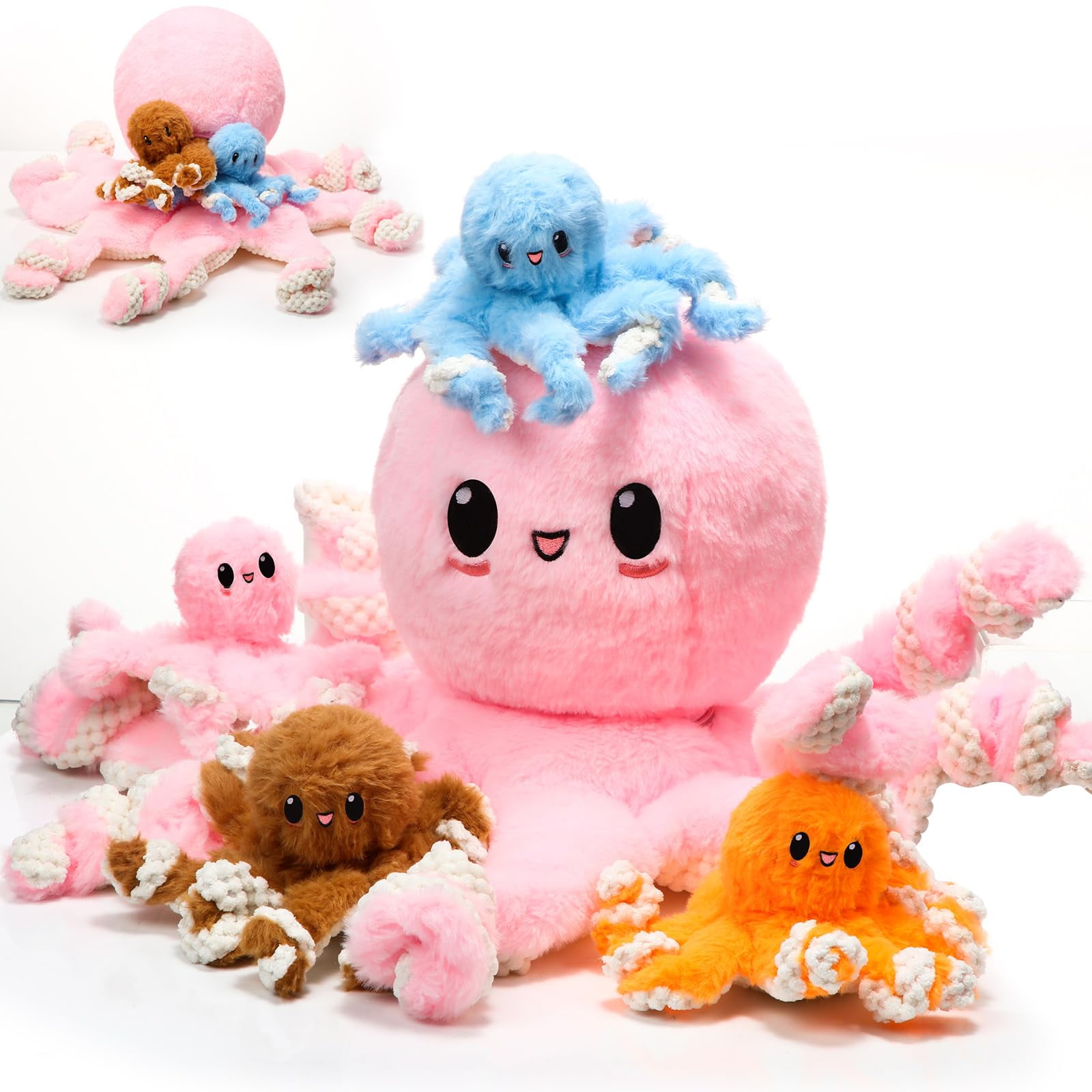 Aoriher 5 Pcs Stuffed MMF7 Octopus Toys Set 24 Inch Large Mommy Octopus ...