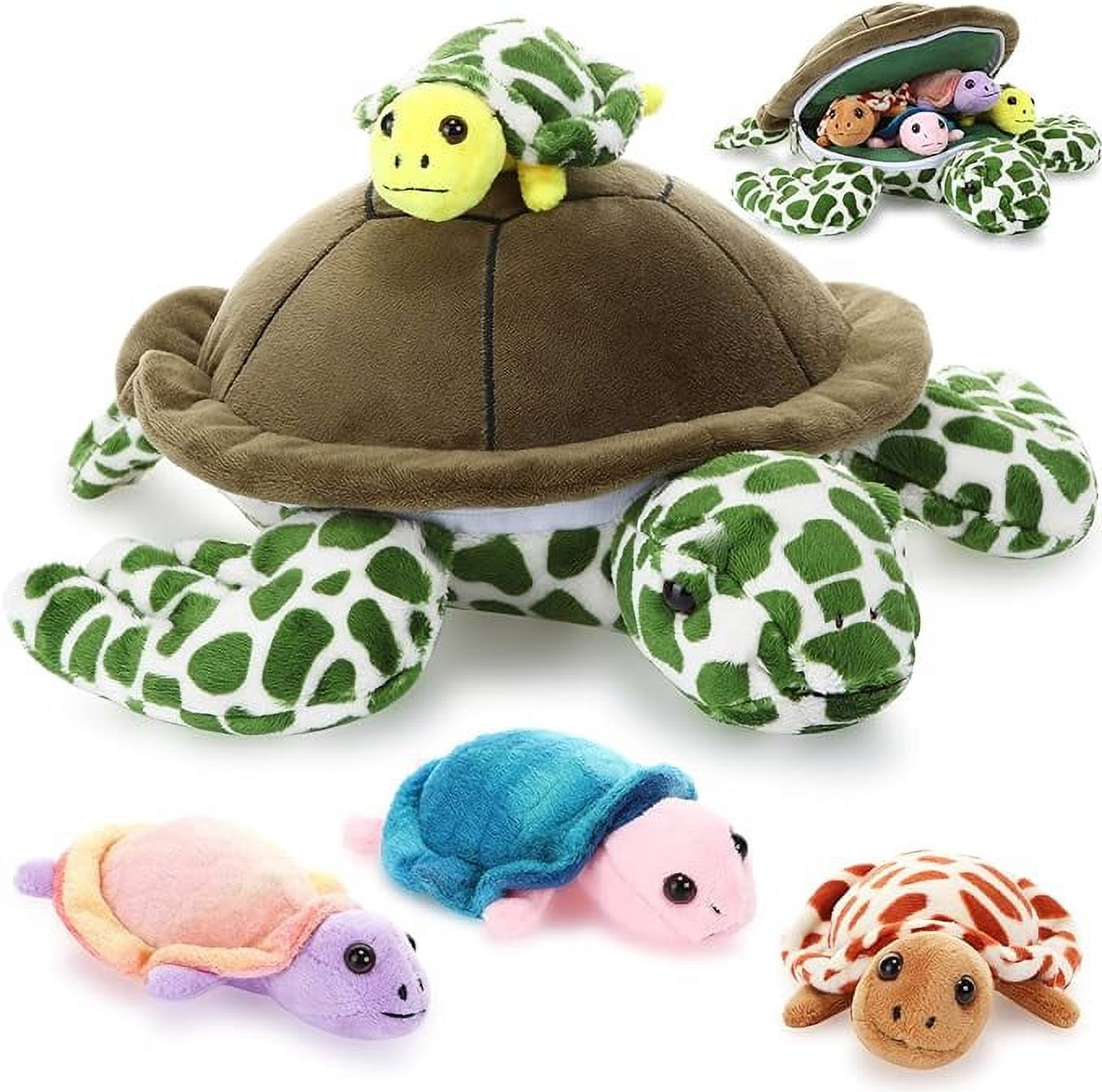 Aoriher 5 Pieces Plush Turtle Set 12 Inch Stuffed Sea Turtle Mom with 4 ...
