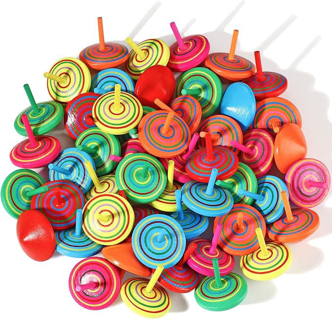 Aoriher Wood Spinning Tops for Kids, Colorful Wooden Gyroscopes Toy ...