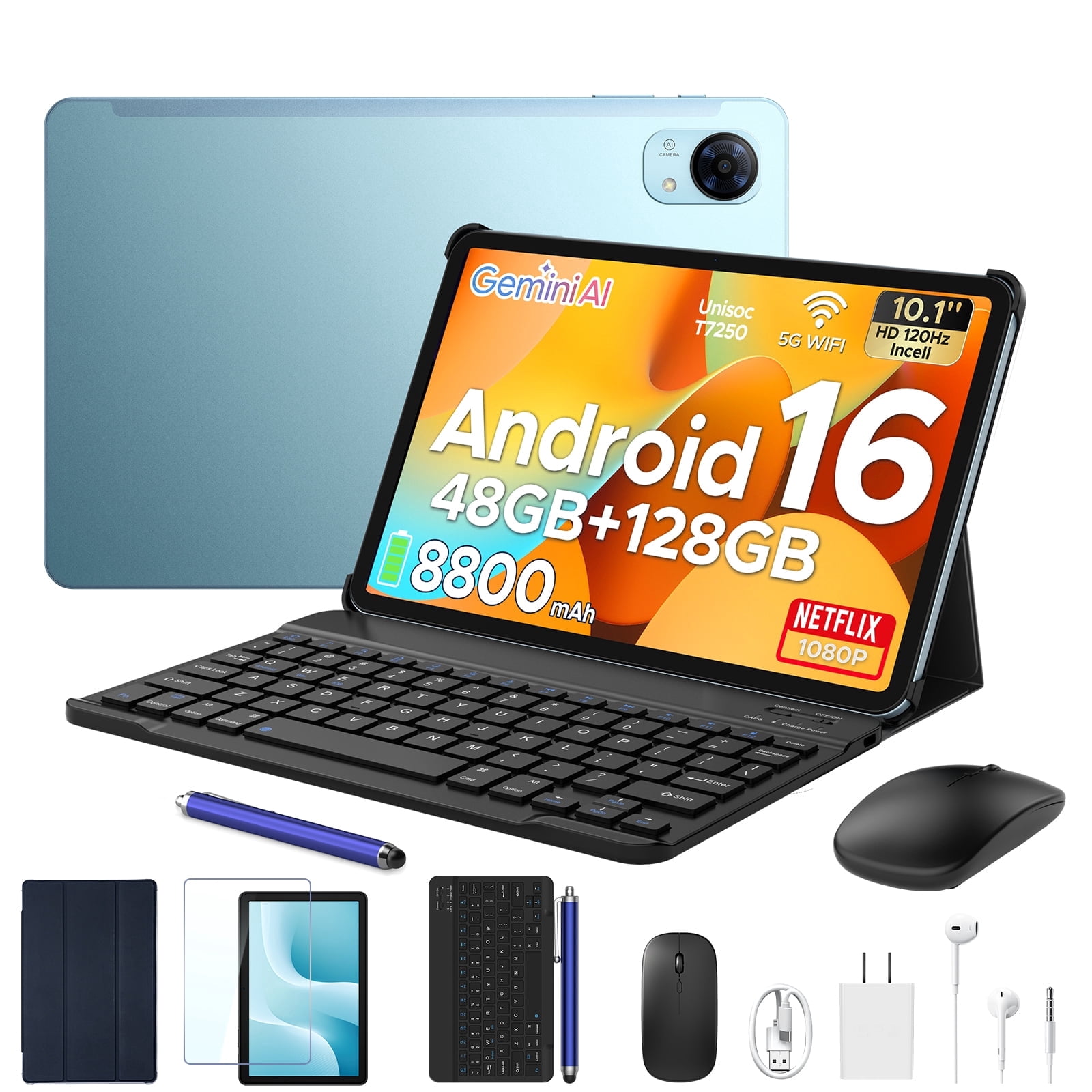 Aorlym P10 Pro Android 16 Tablet with Keyboard, 10 inch 120Hz Display ...