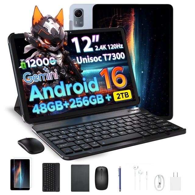 Aorlym P12 Pro 12 inch Tablet with Keyboard, Android 16 with Gemini AI ...