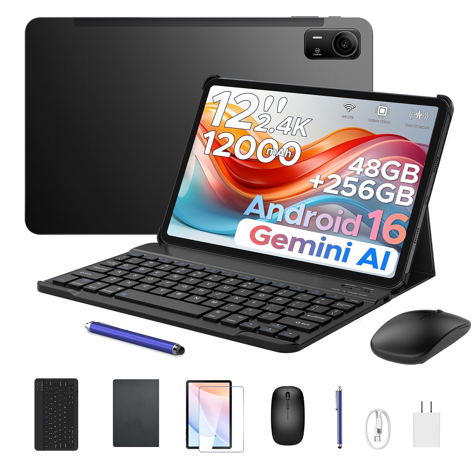 Aorlym P12 Pro 12 inch Android 16 Tablet with Keyboard, 2.4K 120Hz ...