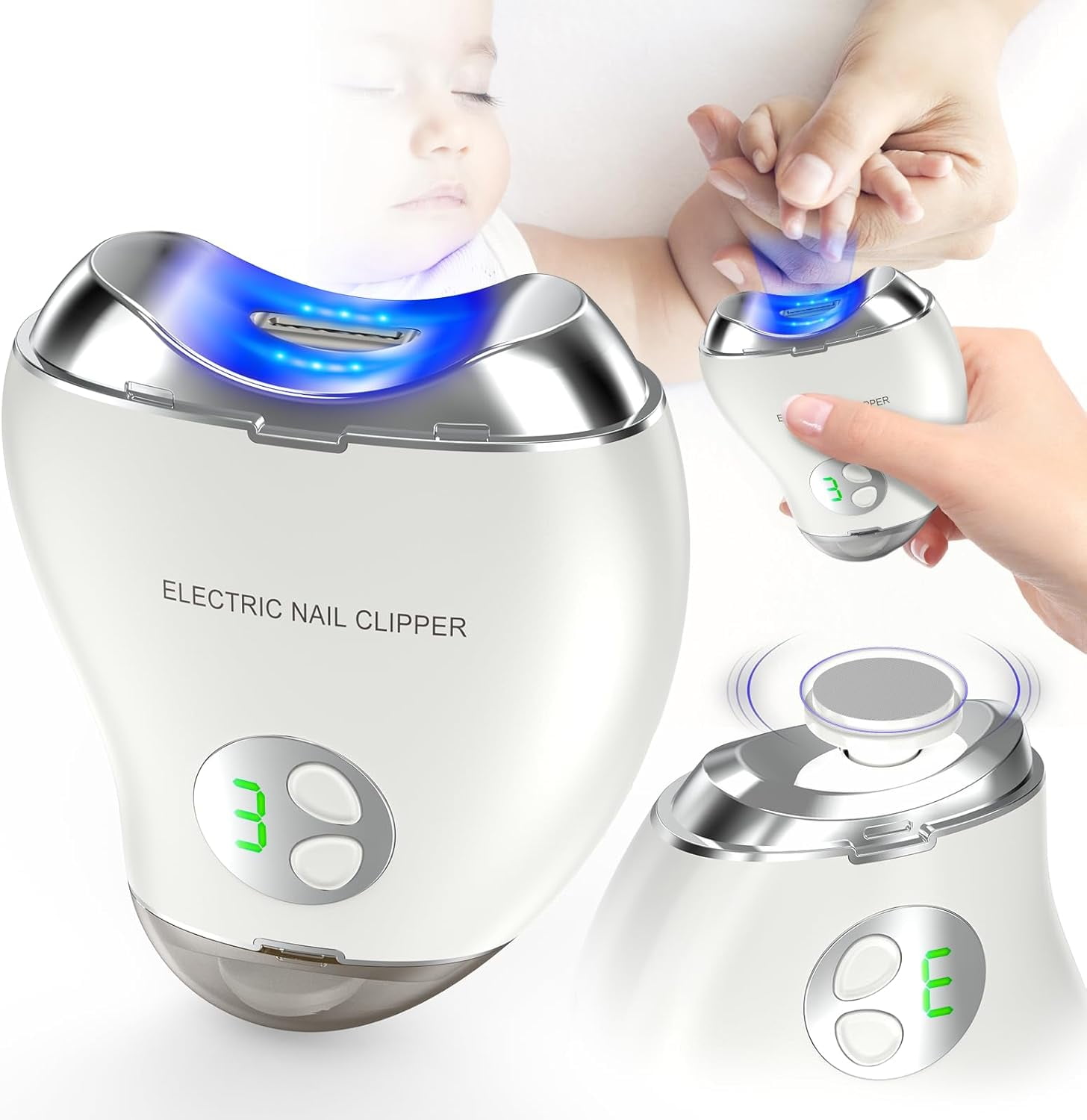 Aorsher 2 in 1 Electric Nail Clipper, Automatic Nail Clipper with LED ...