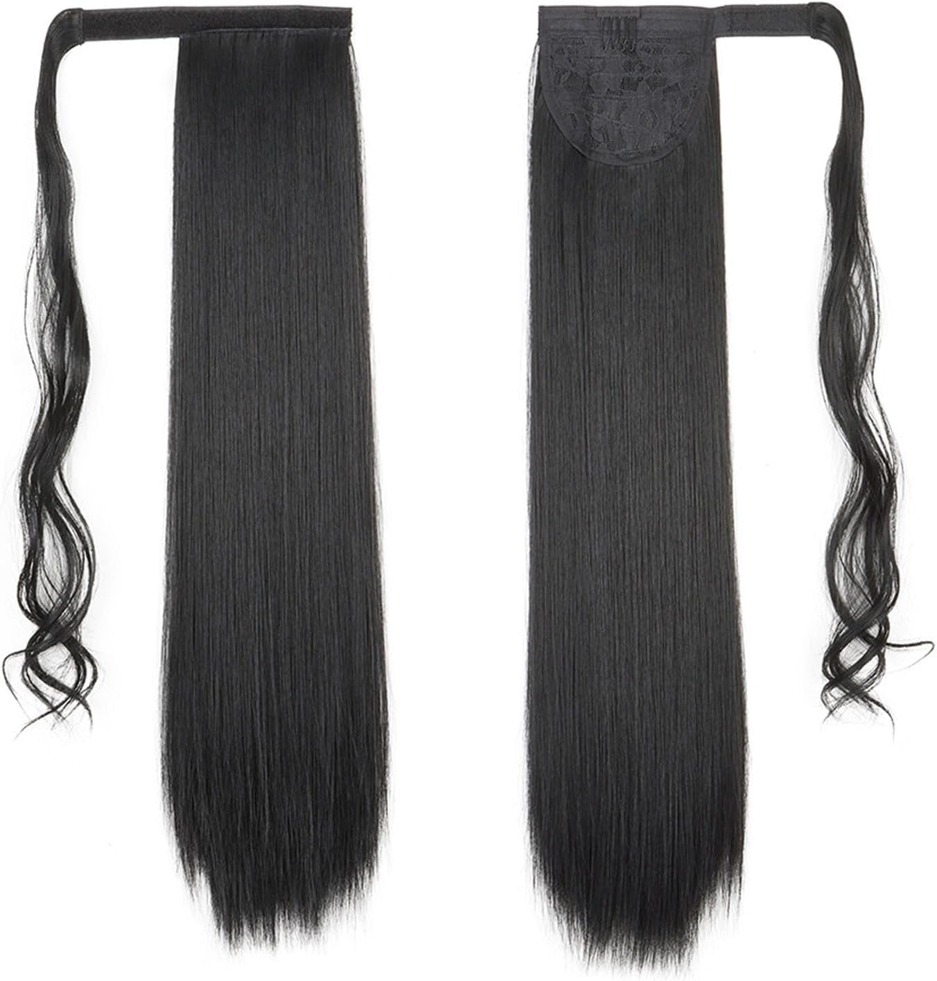 Aorsher 24 Inch Black Ponytail Extension Long Straight Wrap Around ...