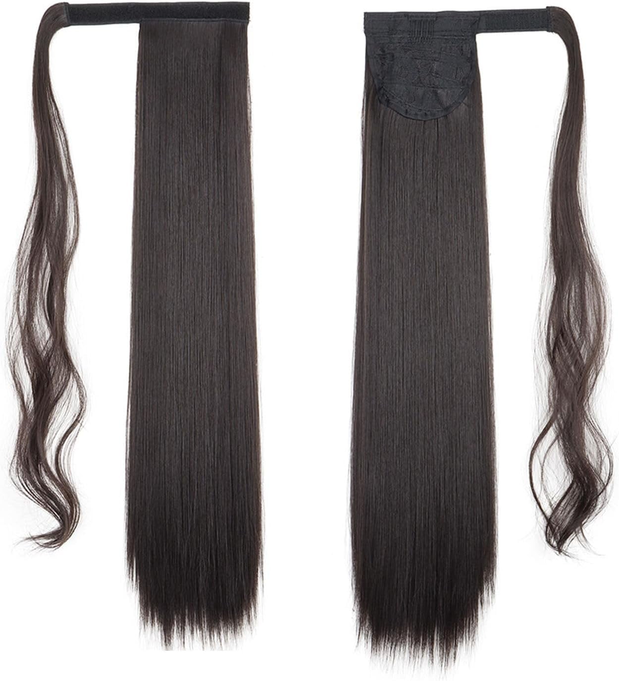 Aorsher 24 Inch Ponytail Extension Long Straight Wrap Around Dark Brown ...