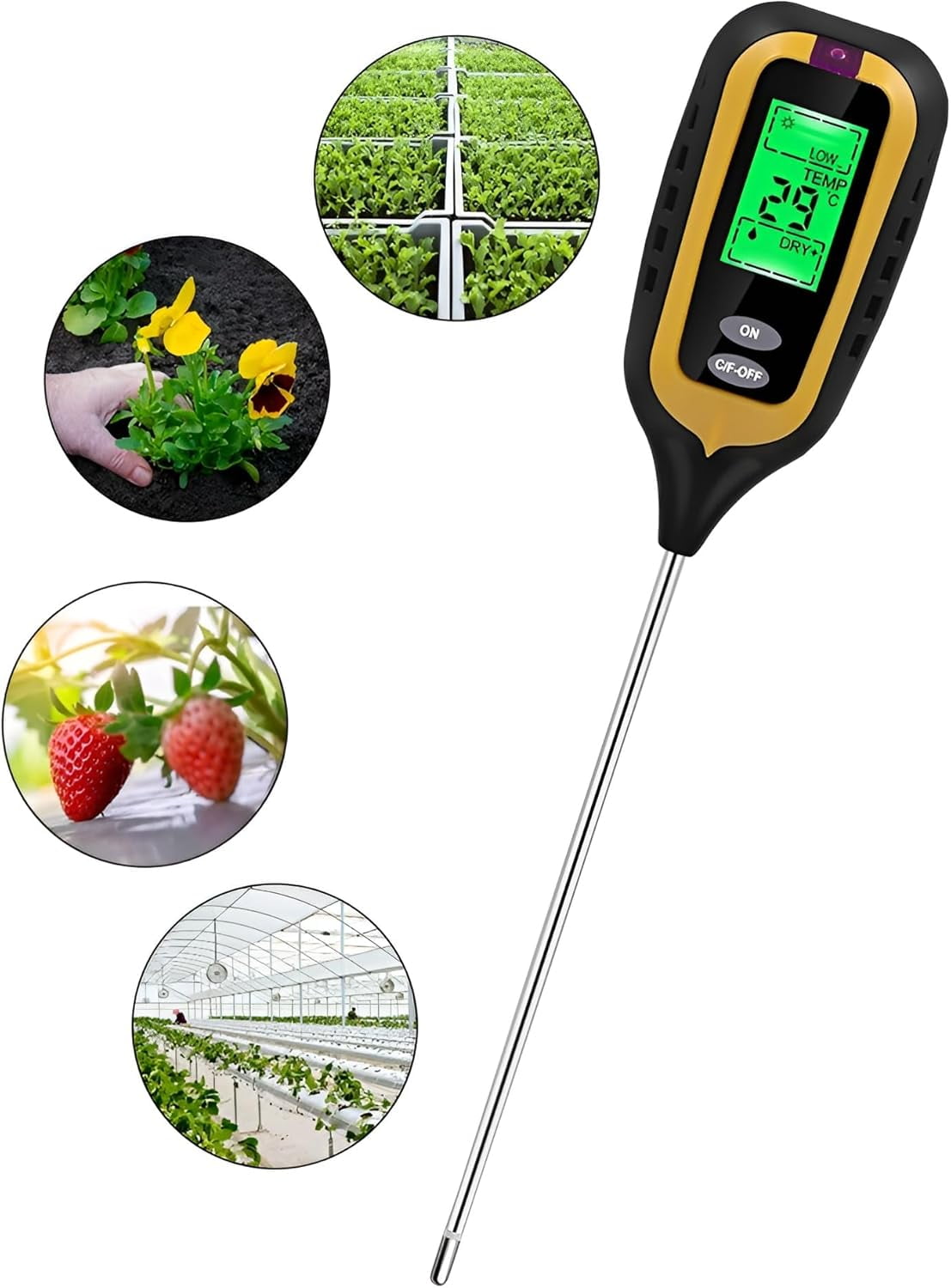 Aorsher 6 in 1 Soil Moisture Meter, PH/Light/Temperature/Hygrometer ...