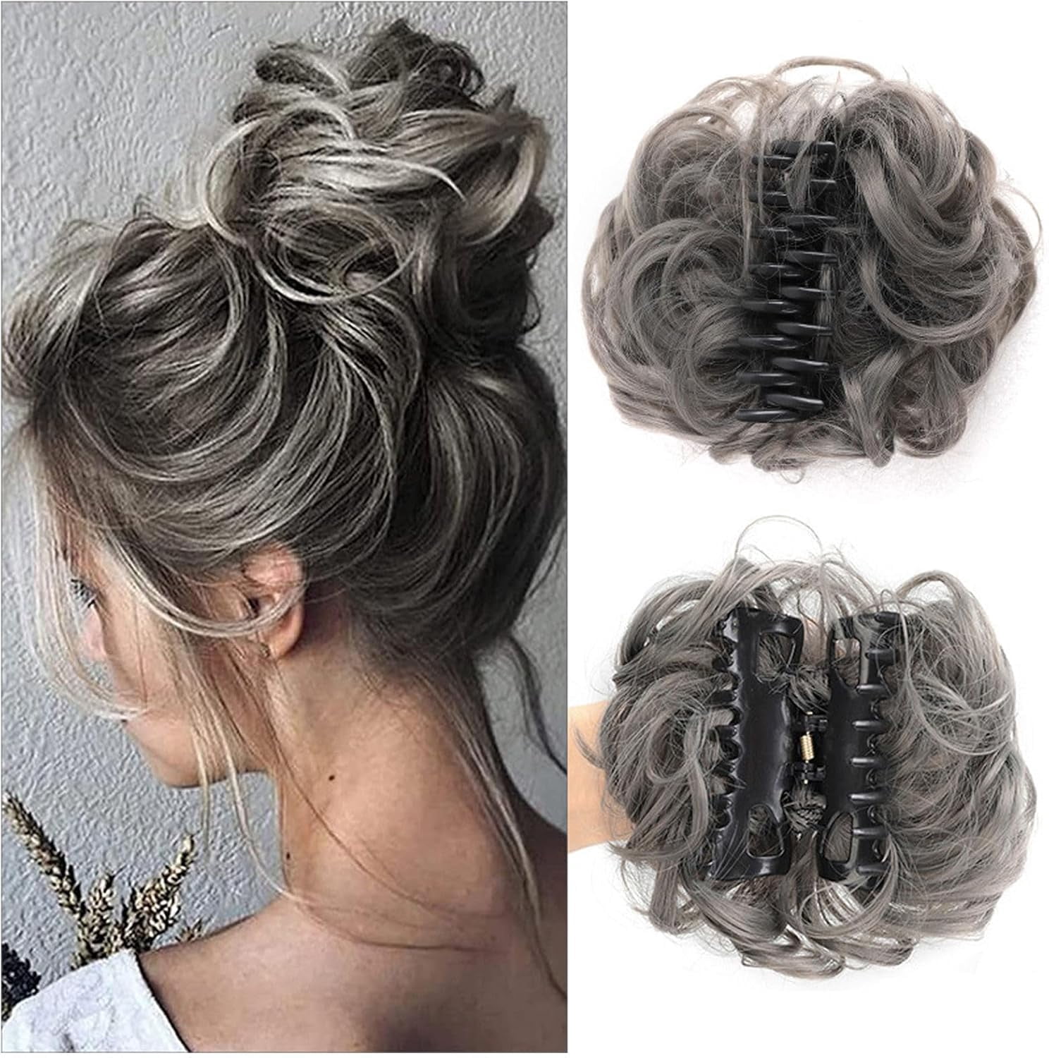 Aorsher Claw Clip Messy Bun Wavy Curly Hair Piece Chignon Ponytail ...