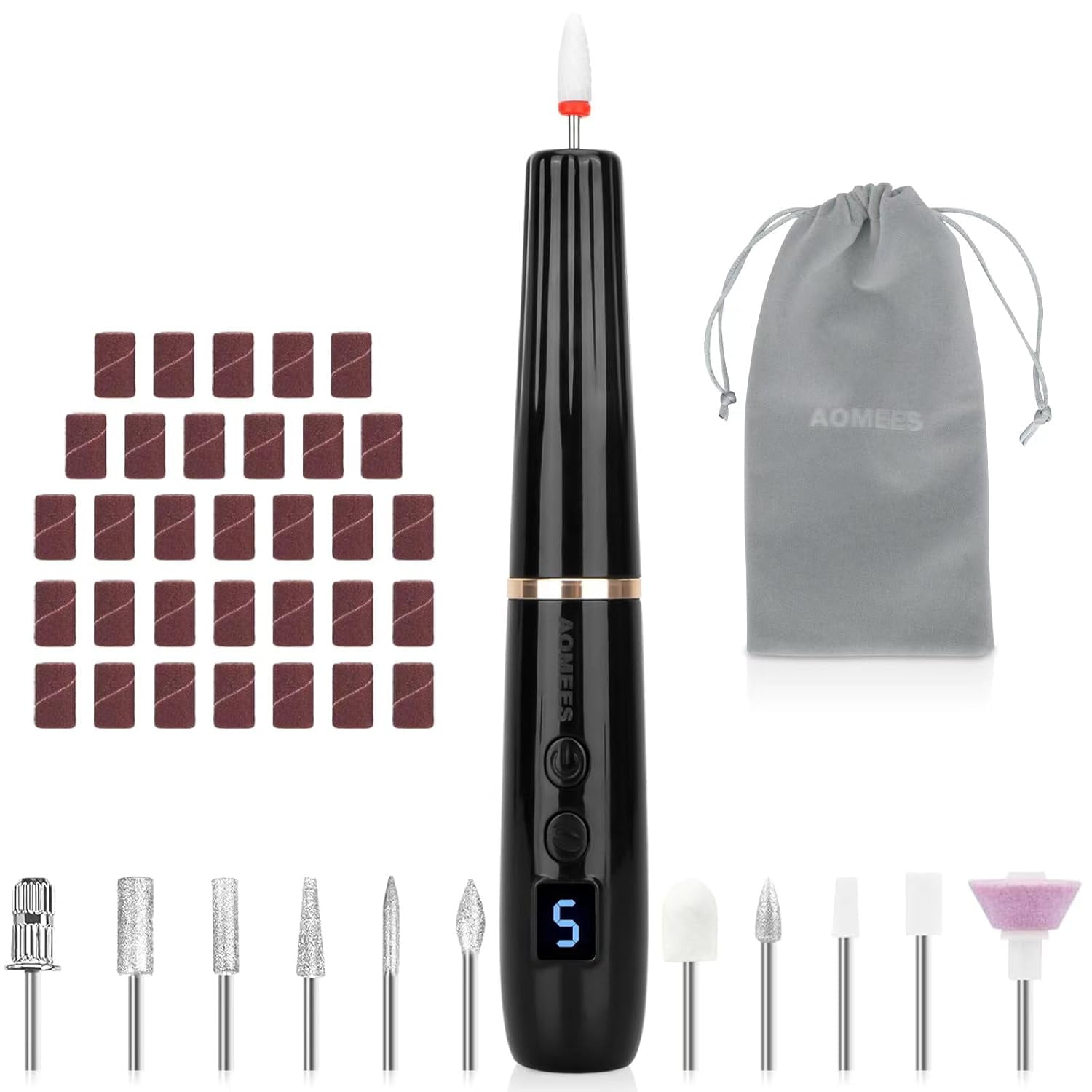 Aorsher Cordless Electric Nail Drill with 360° Ring Light, Portable ...