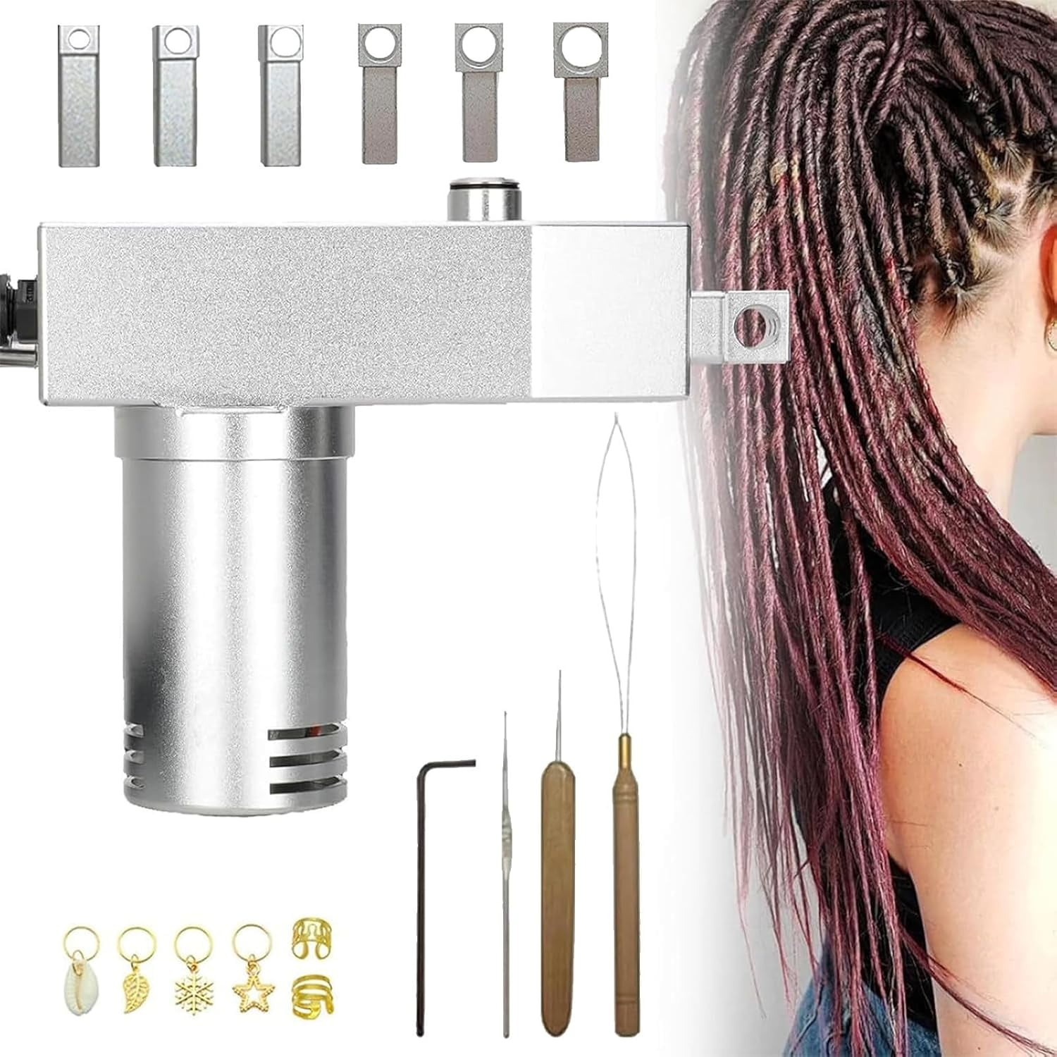 Aorsher Electric Dreadlocks Machine for Hair, Instant Dreadlock Machine with 6 Replacement Holes ...