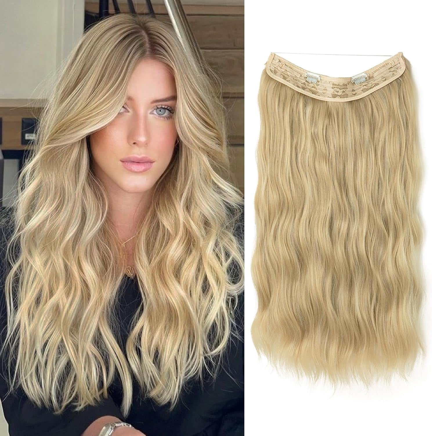 Aorsher Invisible Wire Hair Extensions with Transparent Wire Hairpieces ...