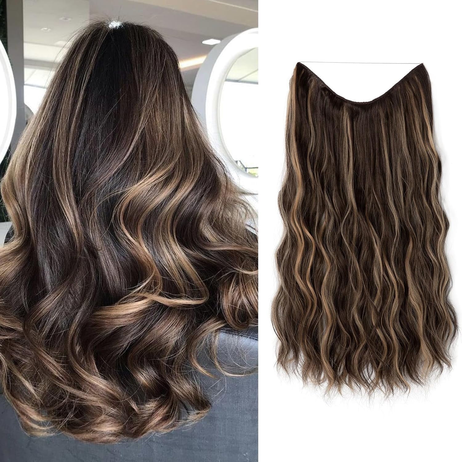 Aorsher Invisible Wire Hair Extensions with Transparent Wire Hairpieces ...
