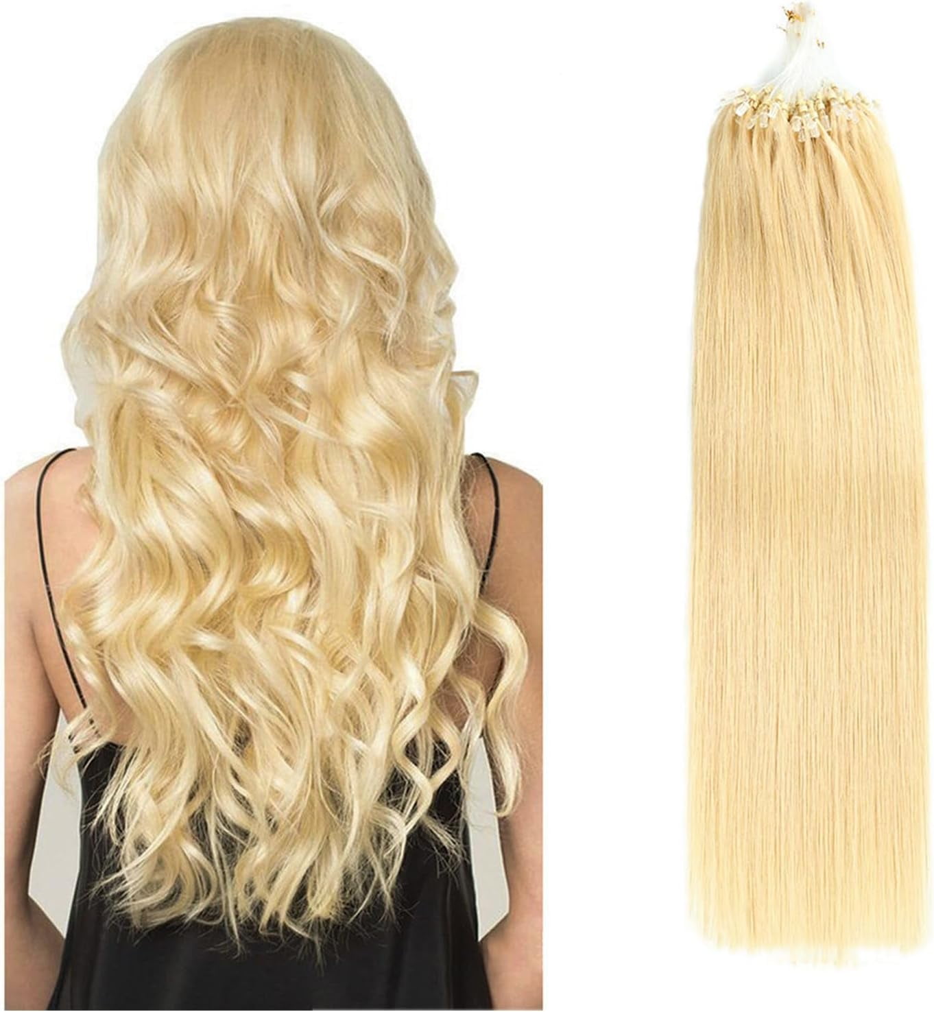 Aorsher Micro Ring Human Hair Extensions, Blonde Micro Link Hair ...