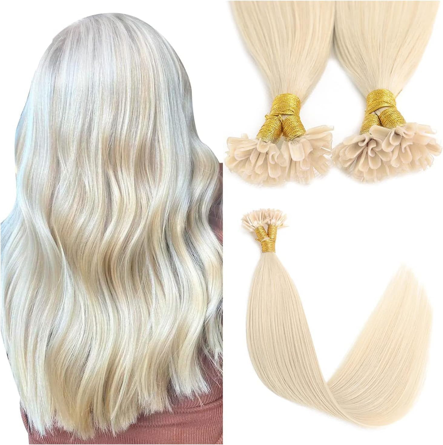 Aorsher U-Shaped Extensions, Human Hair, 50 Strands Keratin Extensions ...