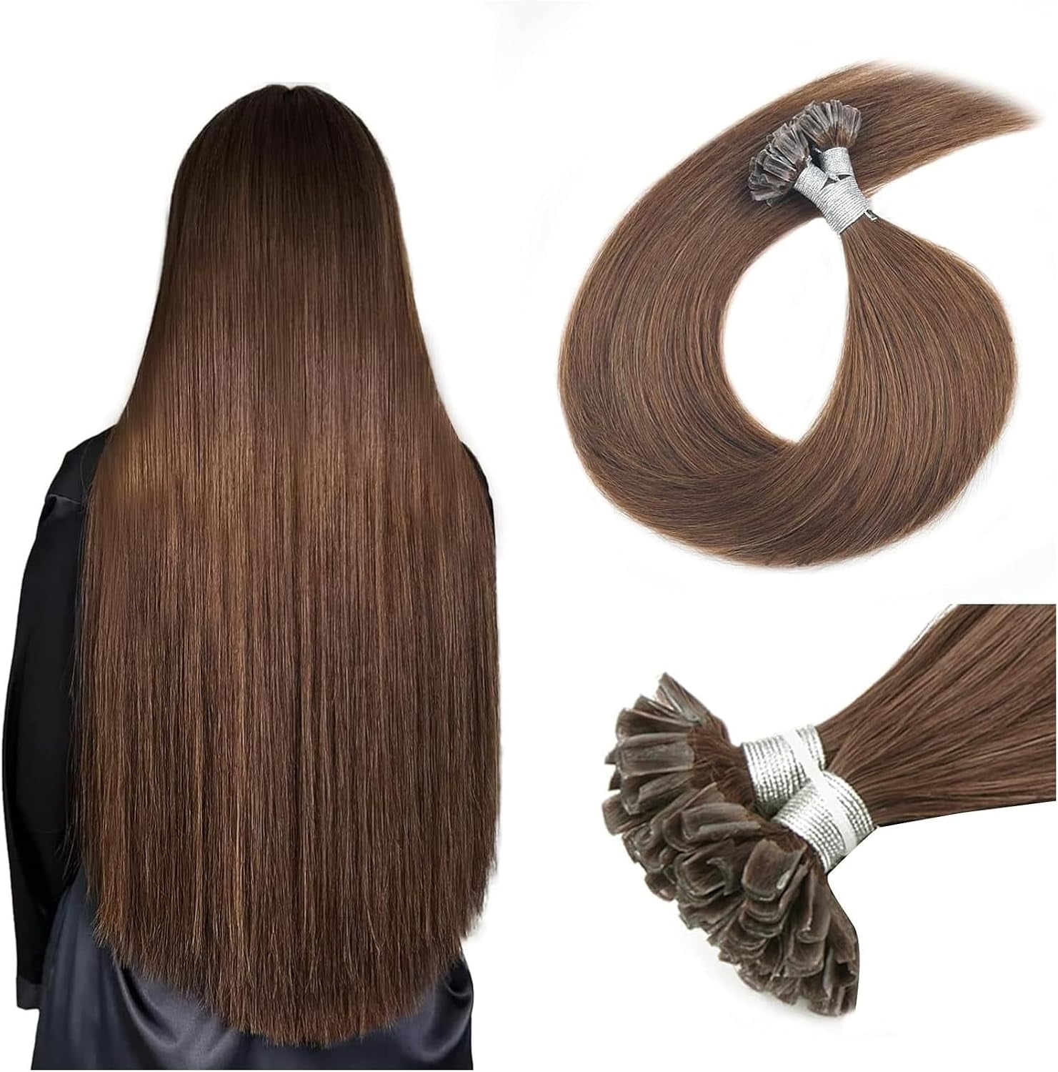 Aorsher U-Shaped Extensions, Human Hair, 50 Strands Keratin Extensions ...