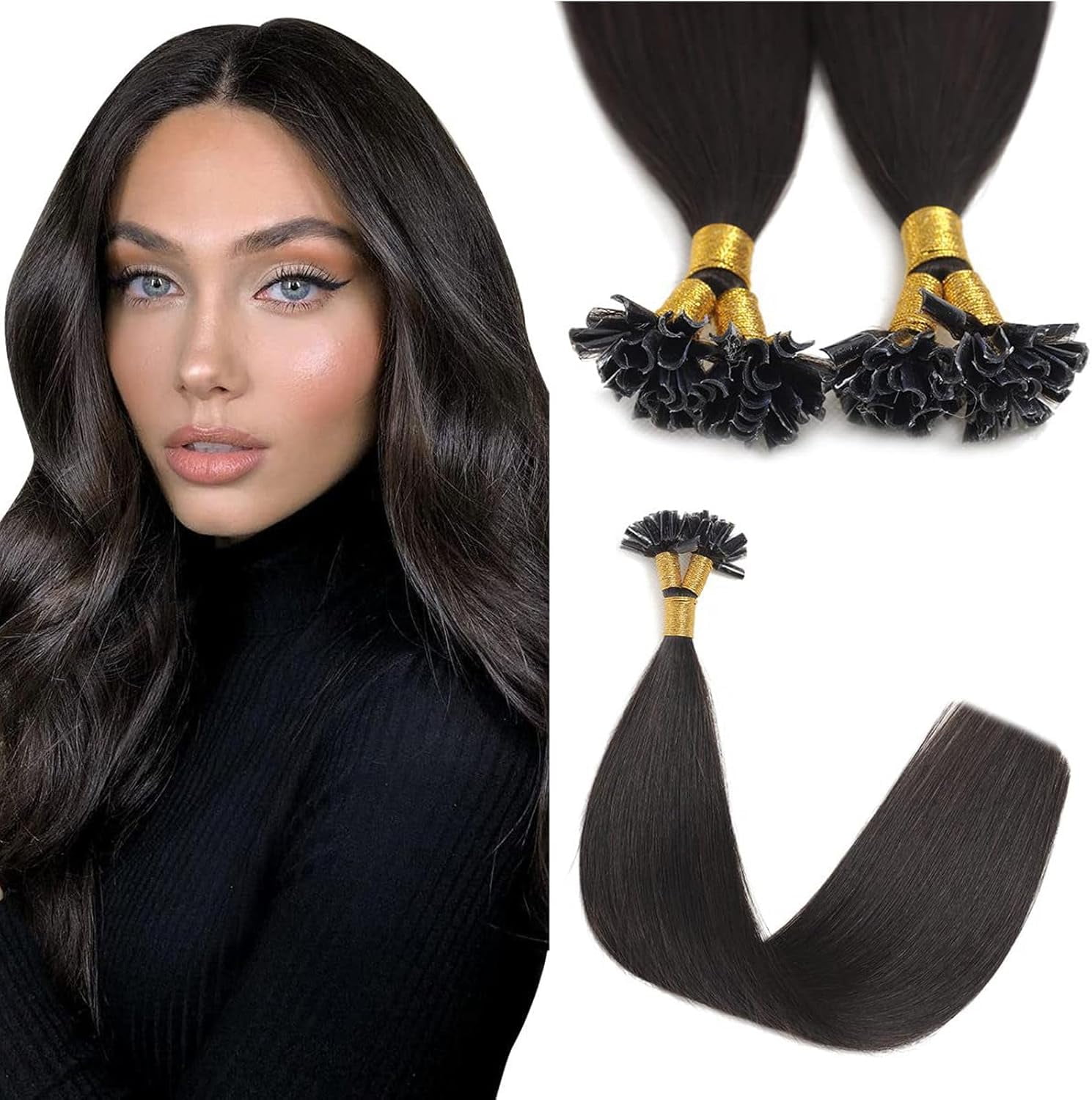 Aorsher U-Shaped Extensions, Human Hair, 50 Strands Keratin Extensions ...