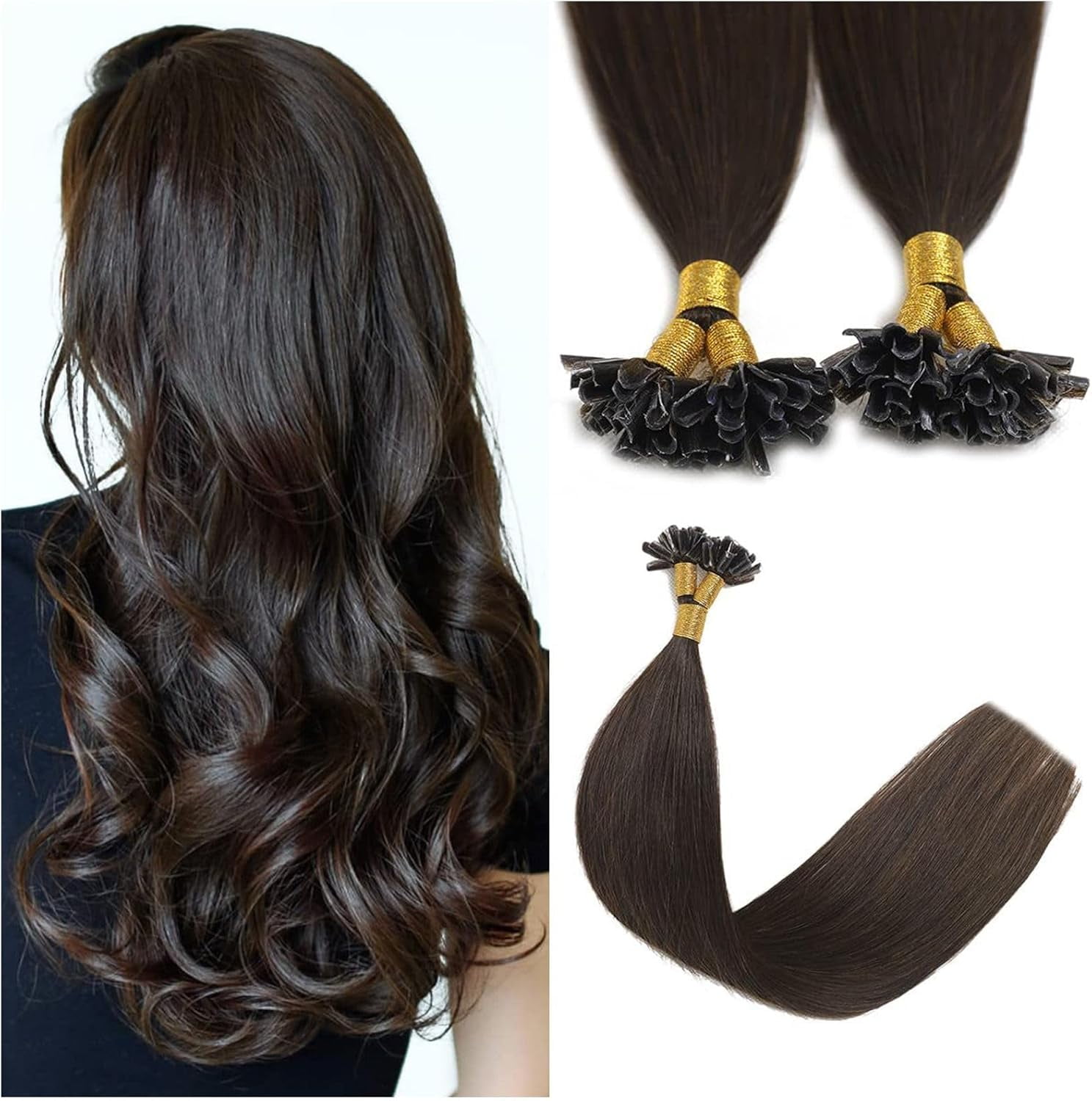 Aorsher U-Shaped Extensions, Human Hair, 50 Strands Keratin Extensions ...