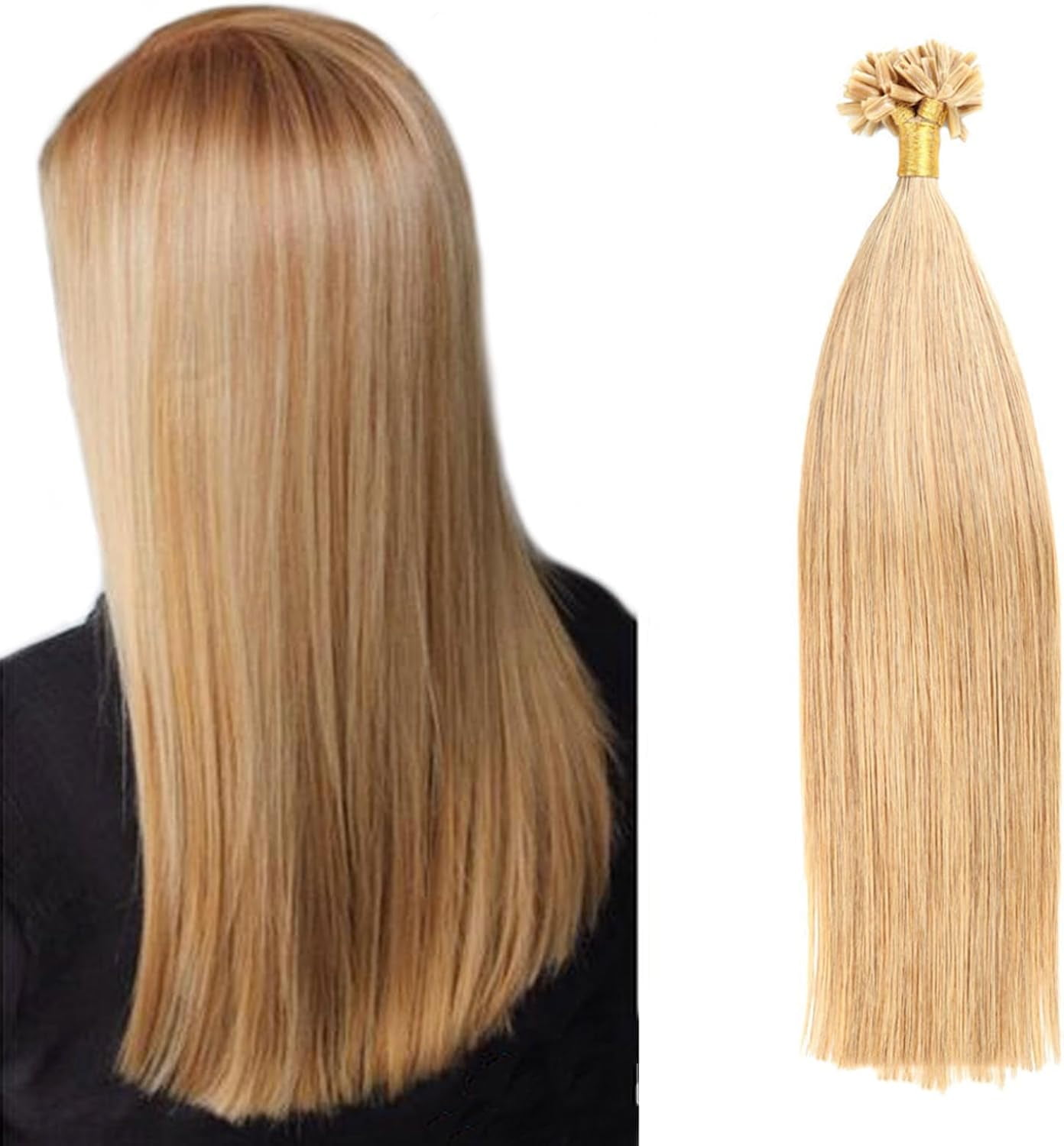Aorsher U-Shaped Pre-Bonded Remy Human Hair Extensions, 100 Strands Per ...