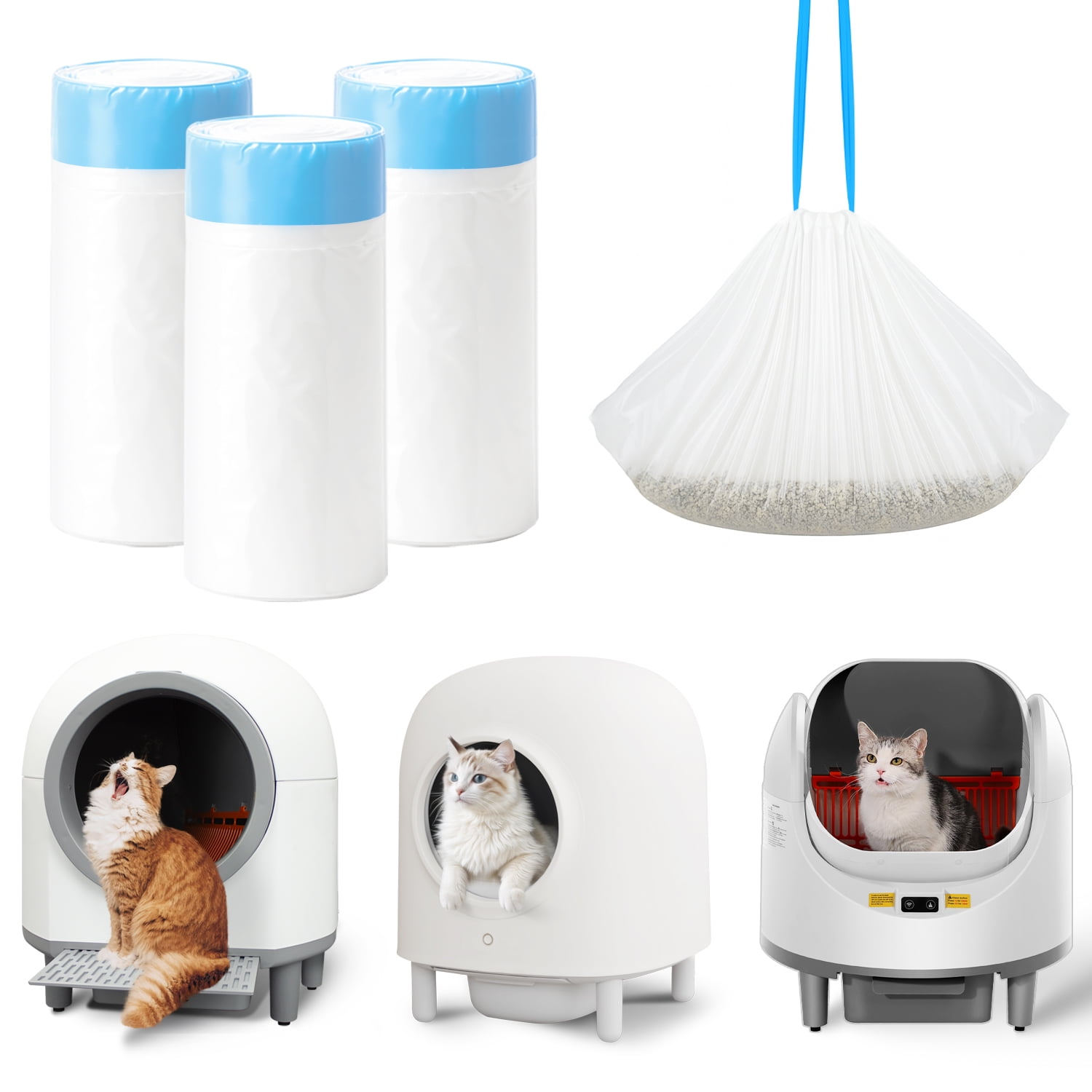 Aoruefar 45 Count Extra Large Cat Litter Box Trash Bags, Cat Litter ...