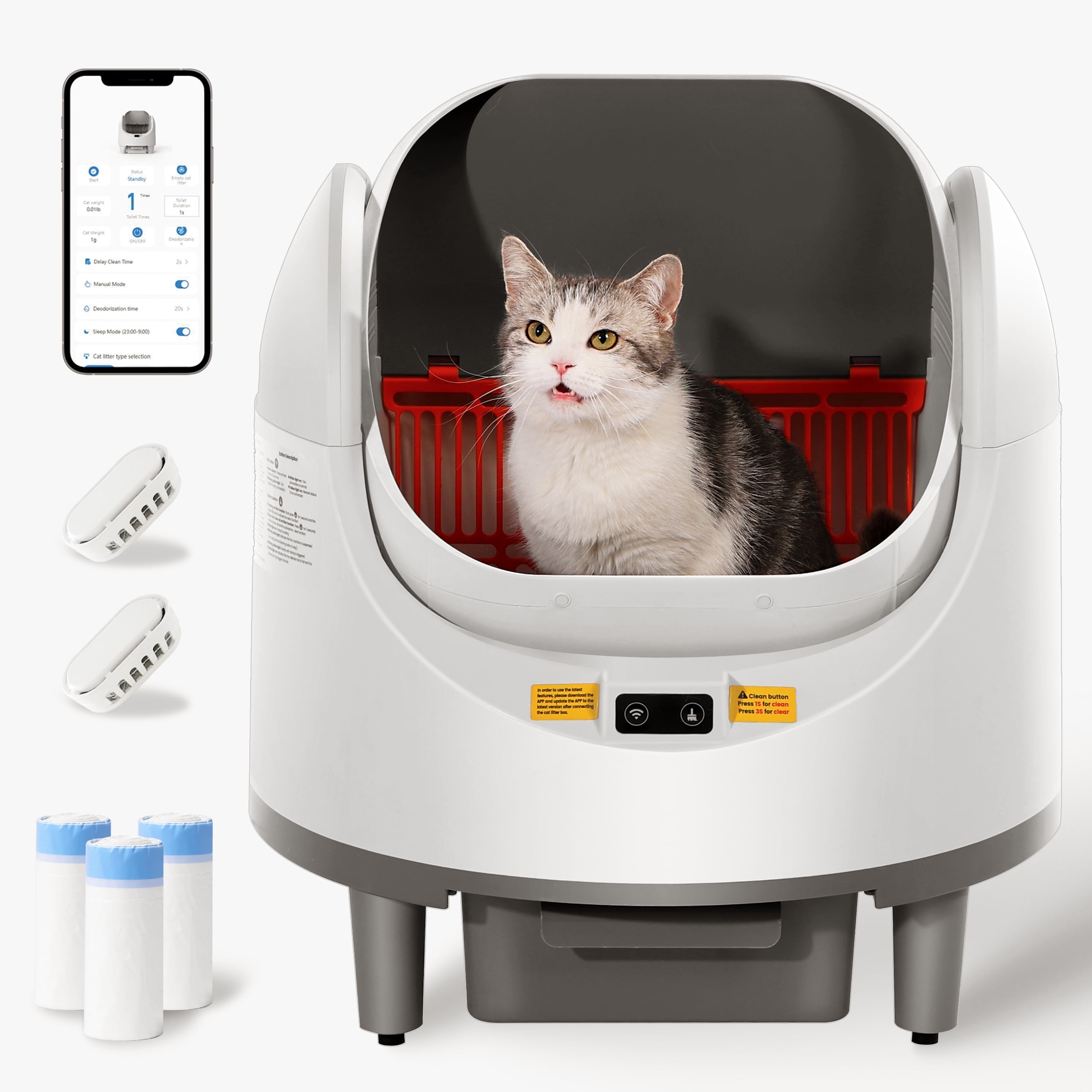 Aoruefar Self Cleaning Cat Litter Box, Open-Top Large Automatic Cat ...