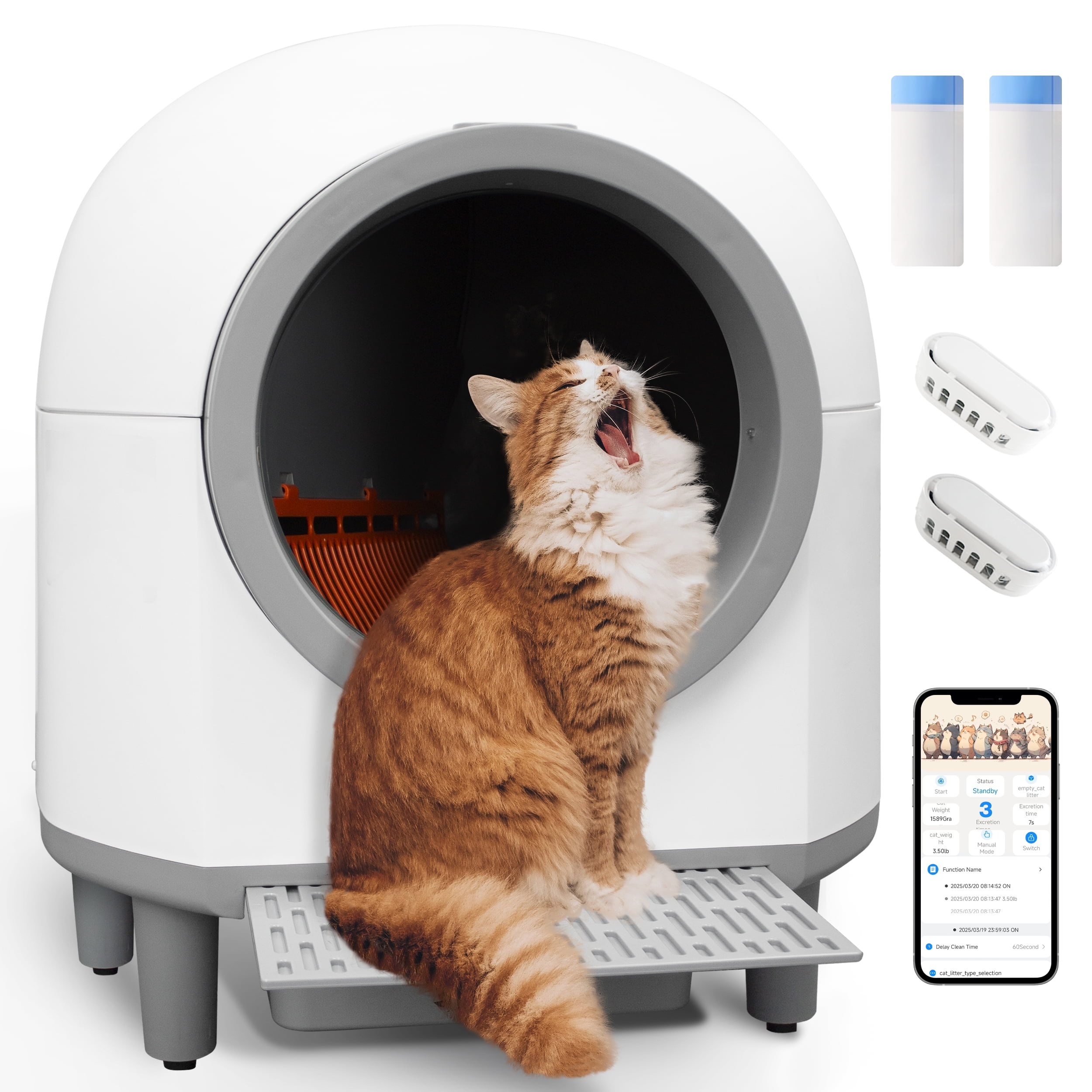 Aoruefar Smart Self-Cleaning Cat Litter Box with APP Control & Odor-Free Technology, Automatic ...
