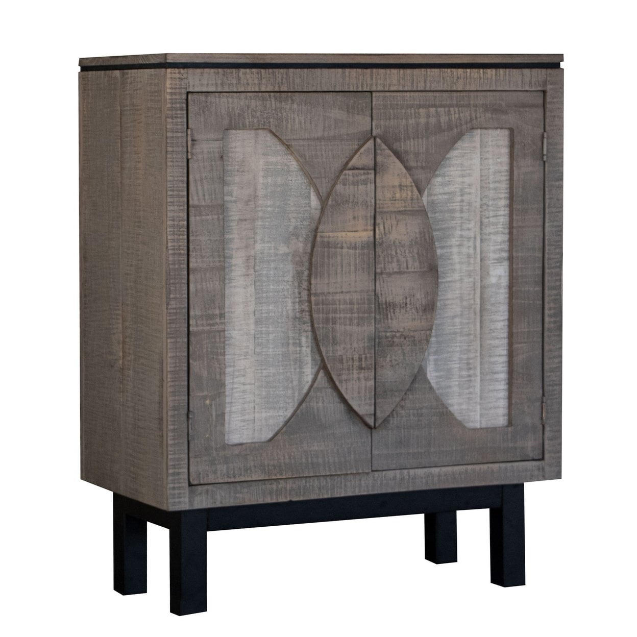 Aose 39 Inch Buffet Server Cabinet, Pine Wood, 2 Doors, Gray and Brown ...
