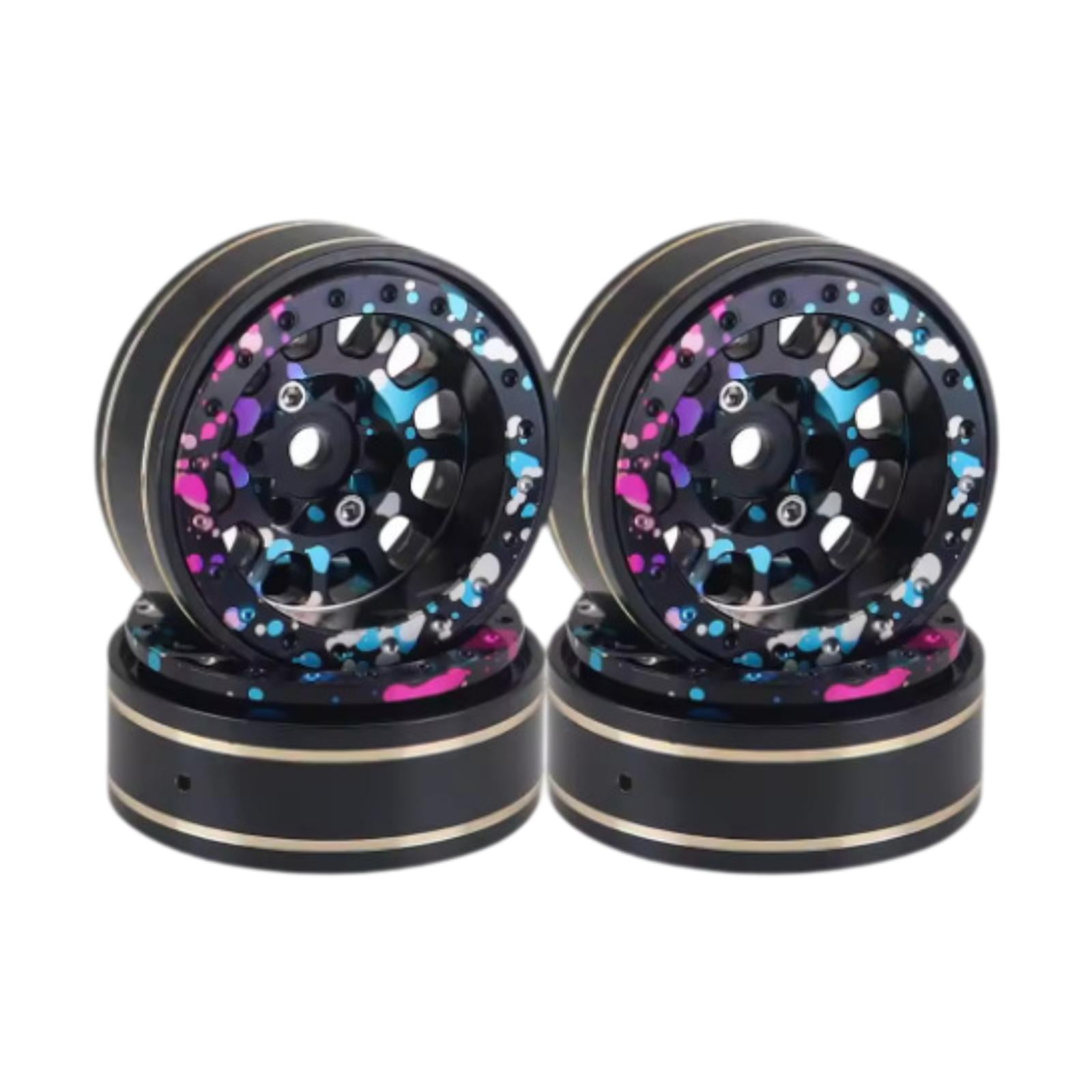 Aosekaa 4Pcs Metal Rims, RC Tire Wheel, RC Beadlock Wheels, 1.1 Beadlock Rims for 1/18 1/24 RC ...